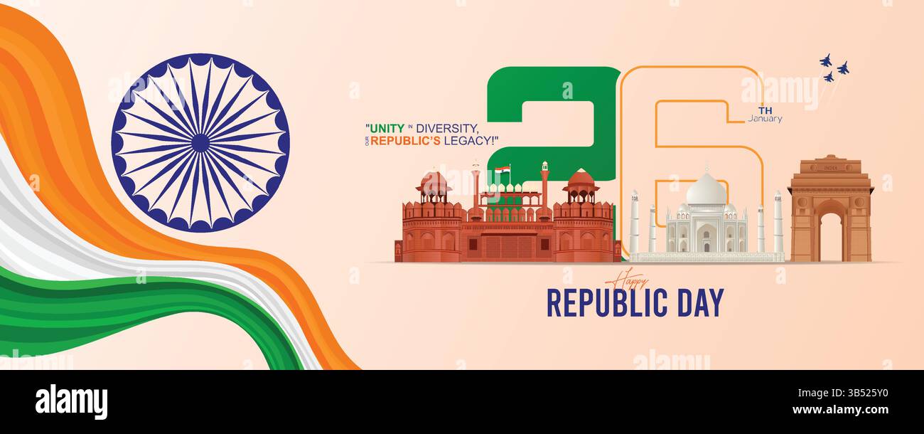 Republic Day Banner | Celebration with Landmarks and National Flag ...