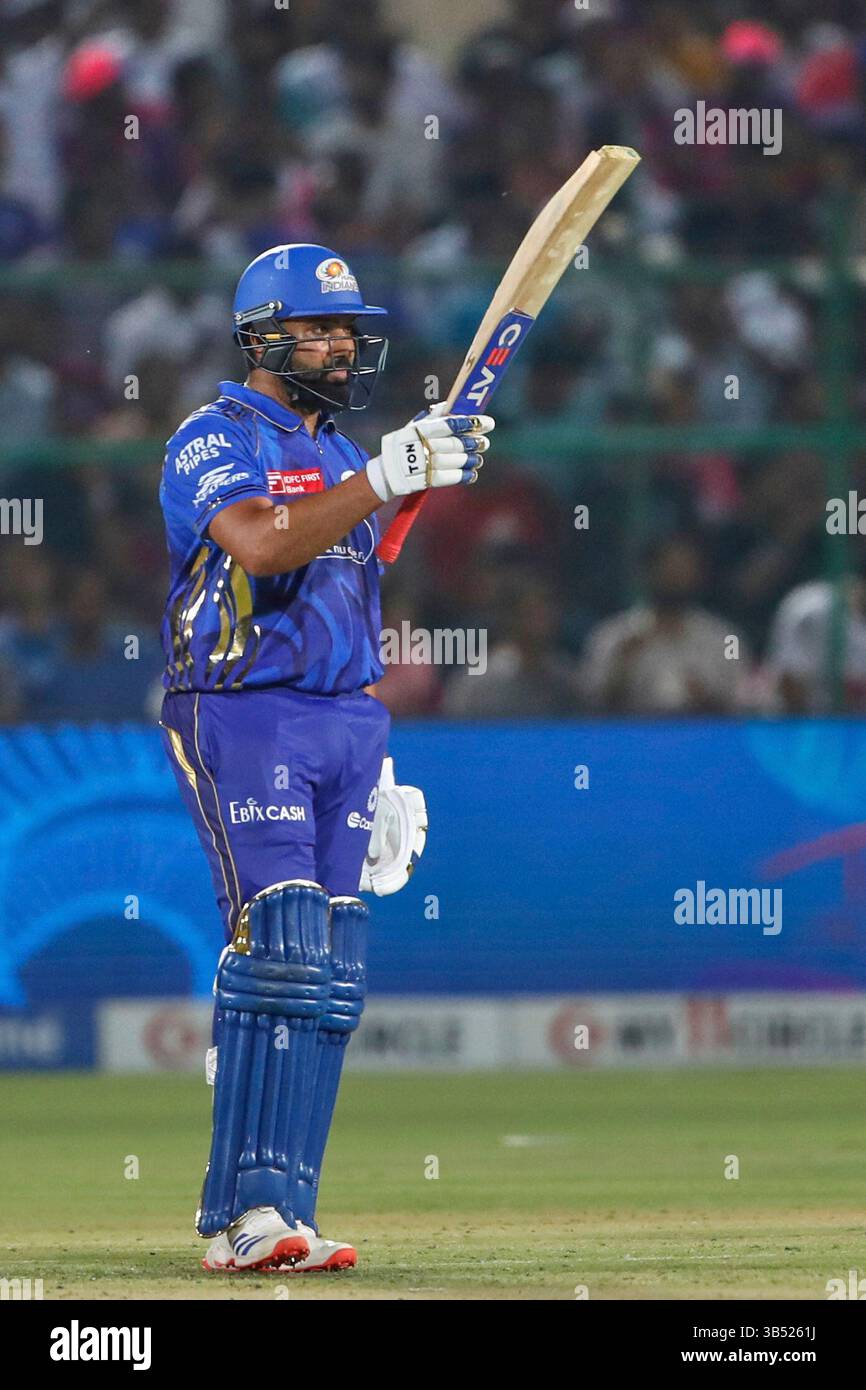Mumbai Indians' Rohit Sharma celebrates after scoring fifty runs match ...
