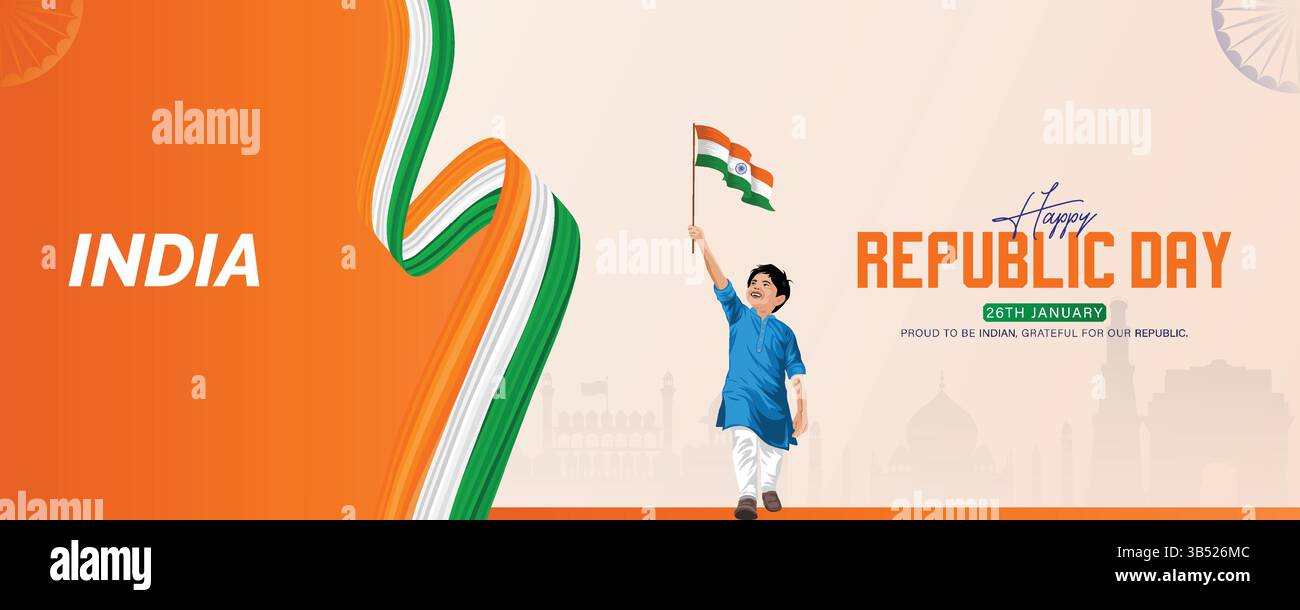 Republic Day Banner | Celebration with Landmarks and National Flag ...