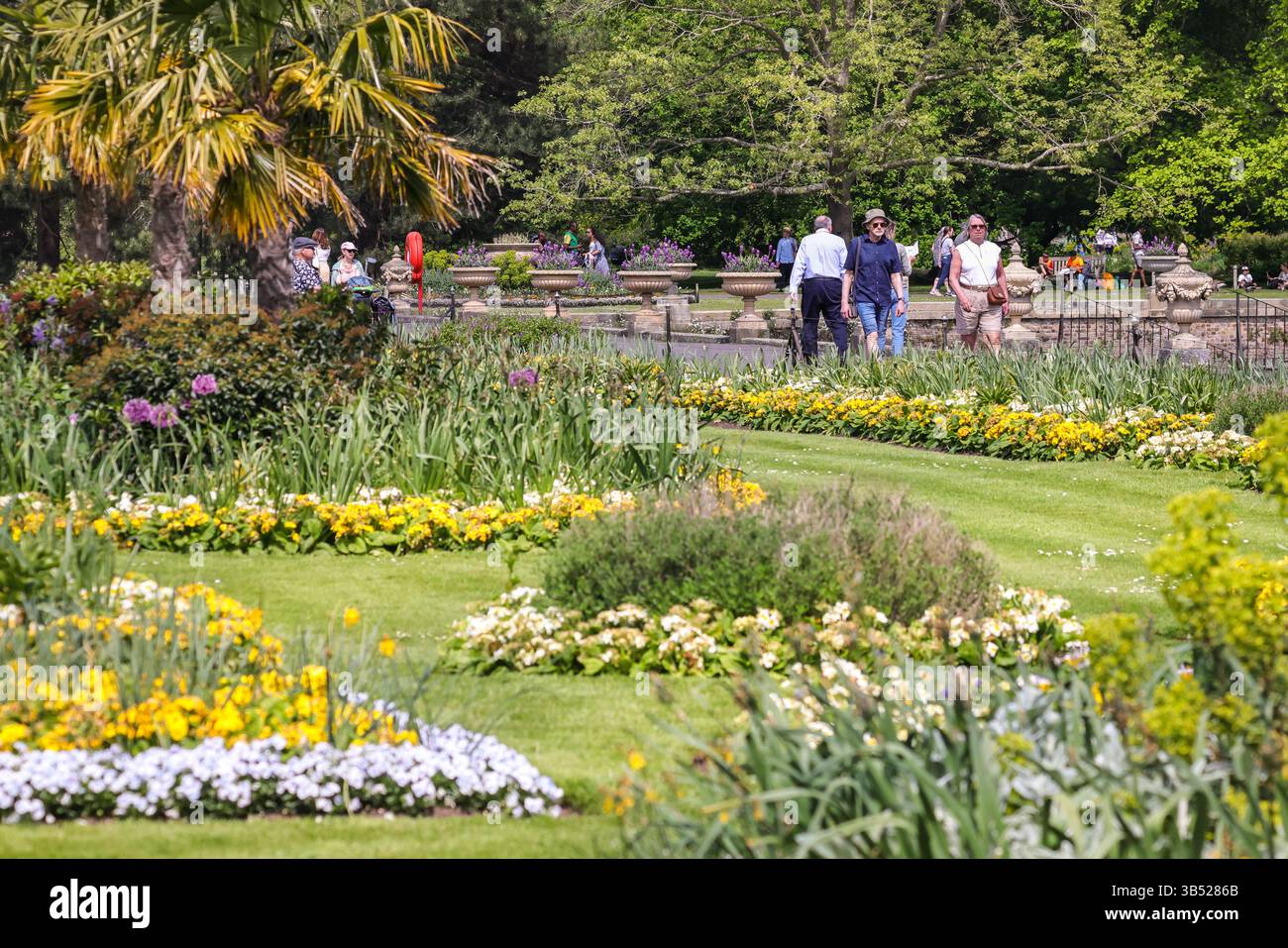 London, UK. 01st May, 2025. Visitors to Kew Gardens enjoy the beautiful ...
