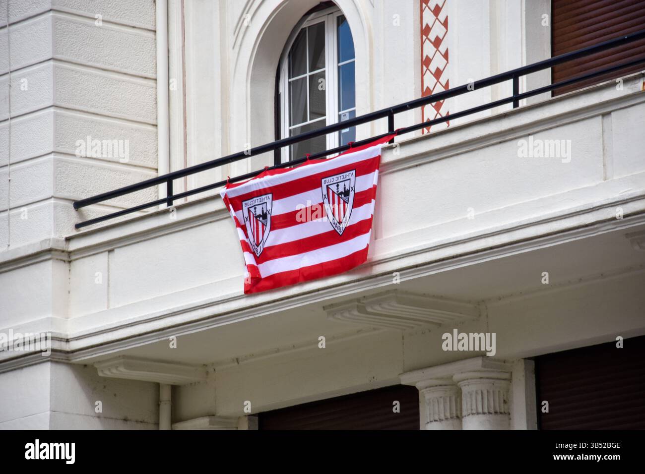 Bilbao, Spain, May 1, 2025: Athletic flags before the UEFA Europa ...