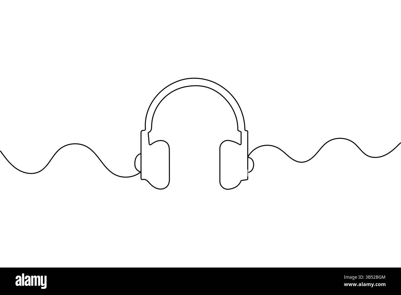 Headphones one line drawing minimalist vector outline isolated ...
