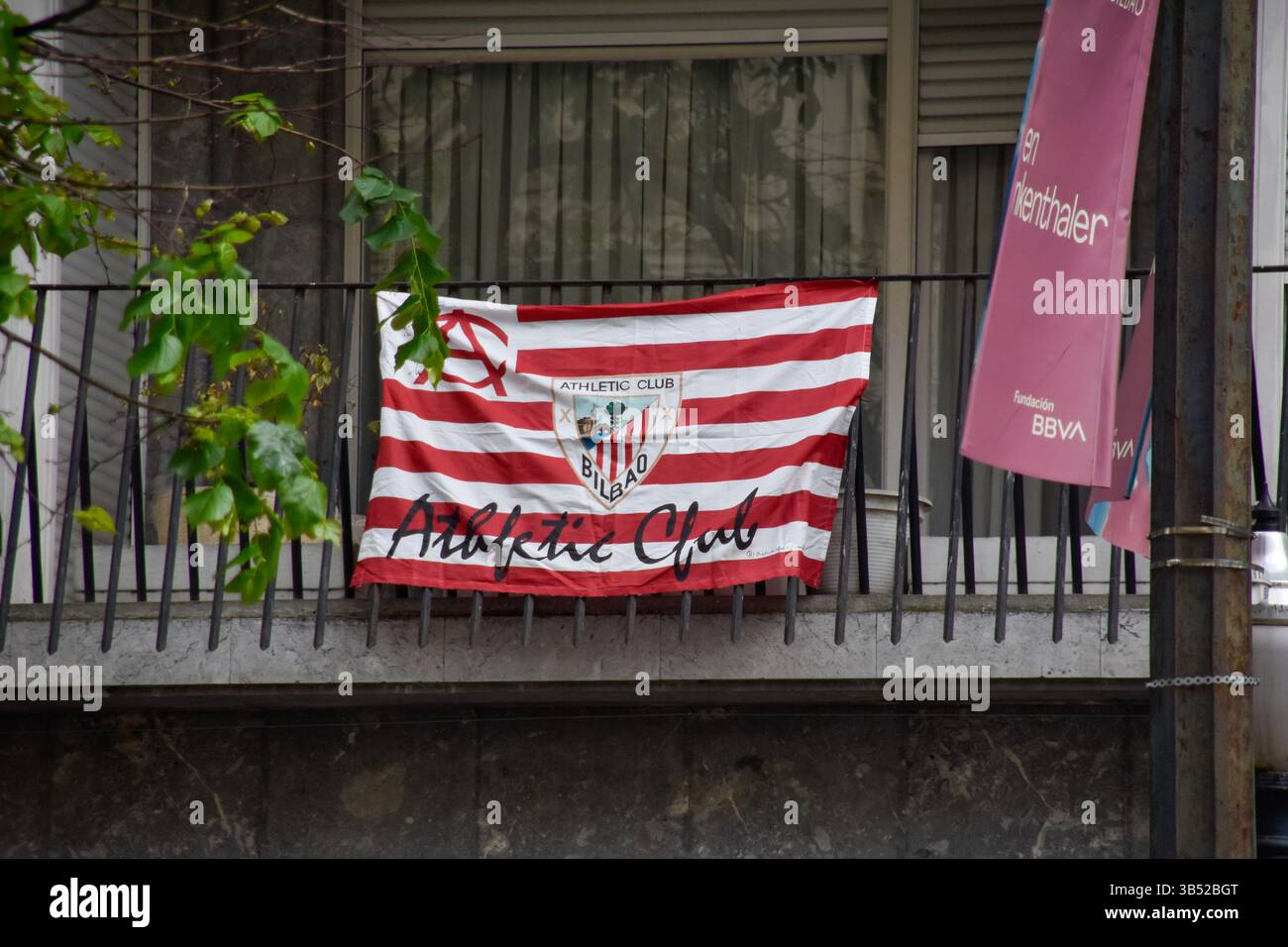 Bilbao, Spain, May 1, 2025: Athletic flags before the UEFA Europa ...