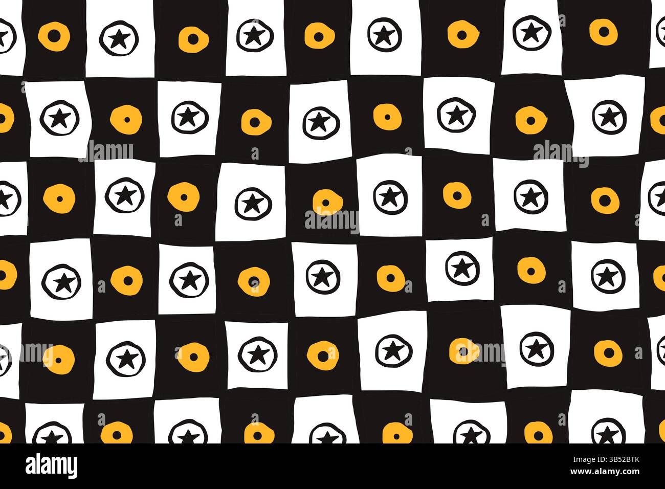 Black and White Grid Pattern with Fried Egg Motif. Funny modern ...