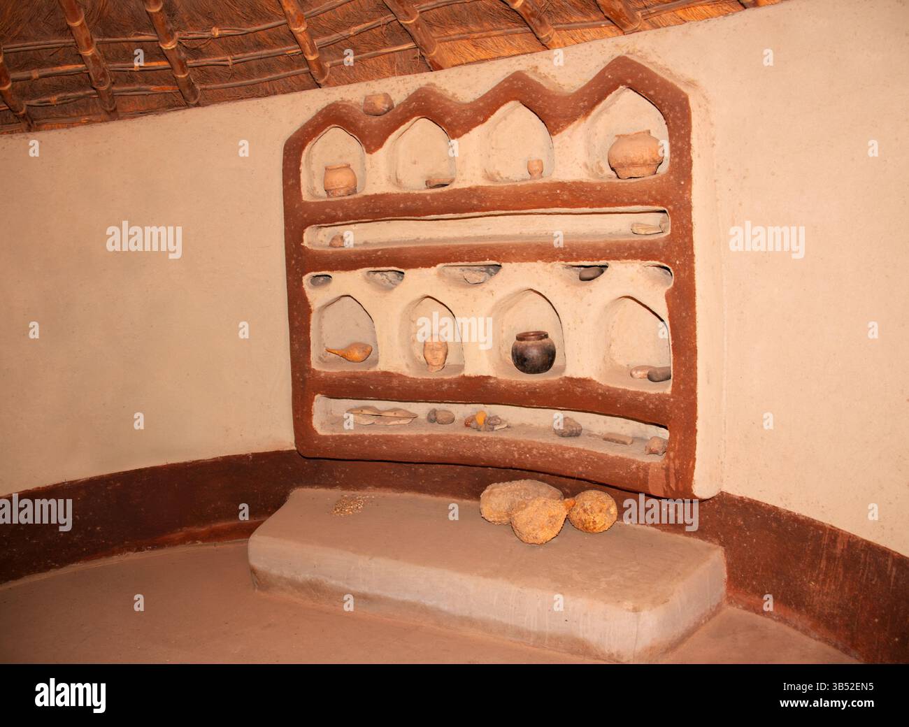 traditional african hut, indoors, mud kitchen hut, historic mud ...