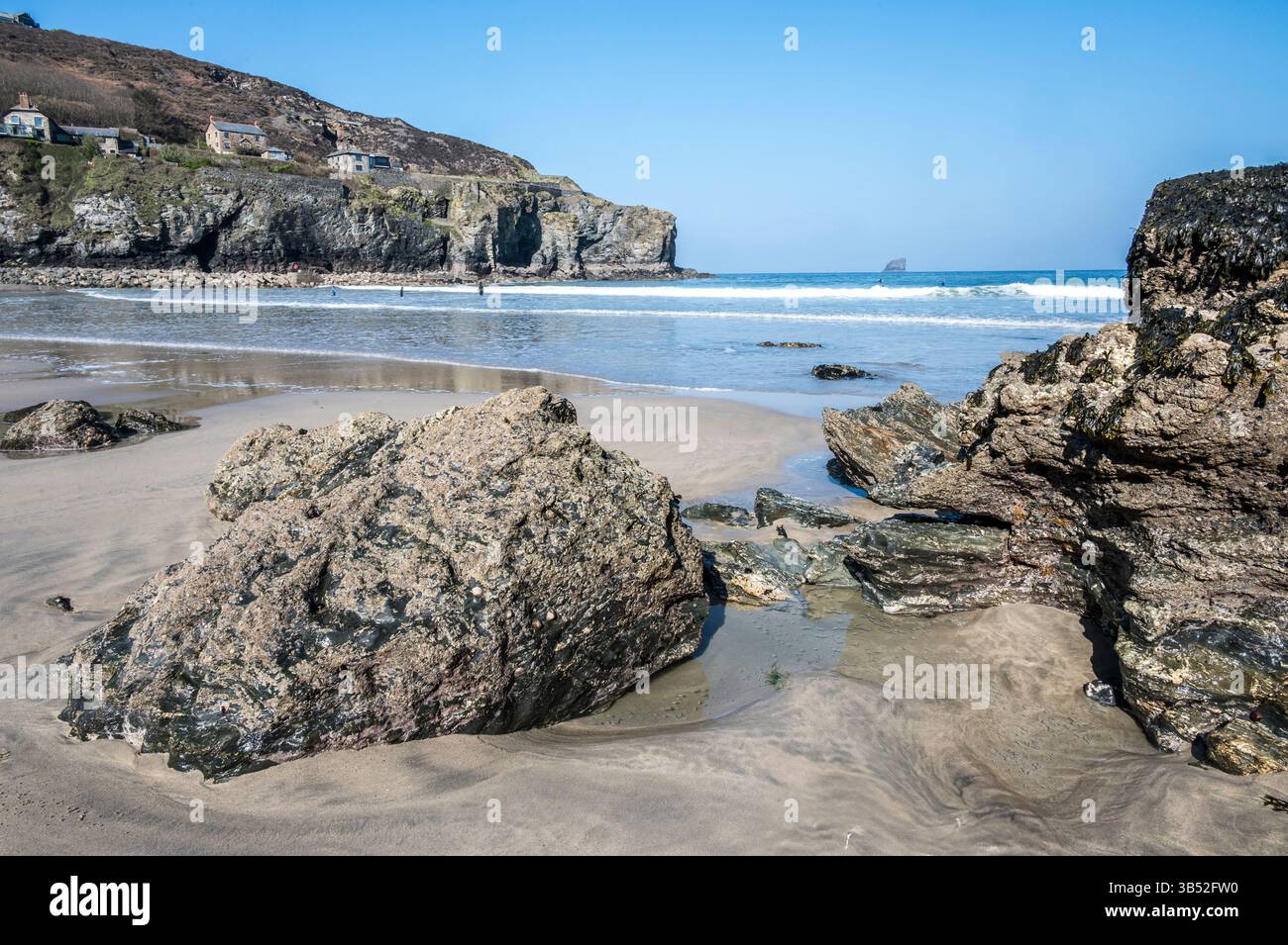 The scenic image is of St Agnes Bay Trevaunance Cove in Cornwall favoured when the tide is right ...