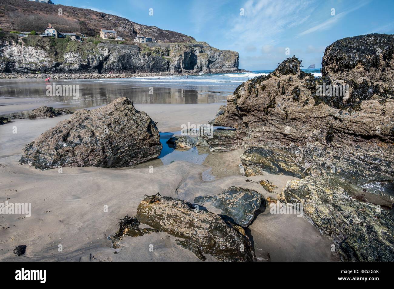 The scenic image is of St Agnes Bay Trevaunance Cove in Cornwall ...