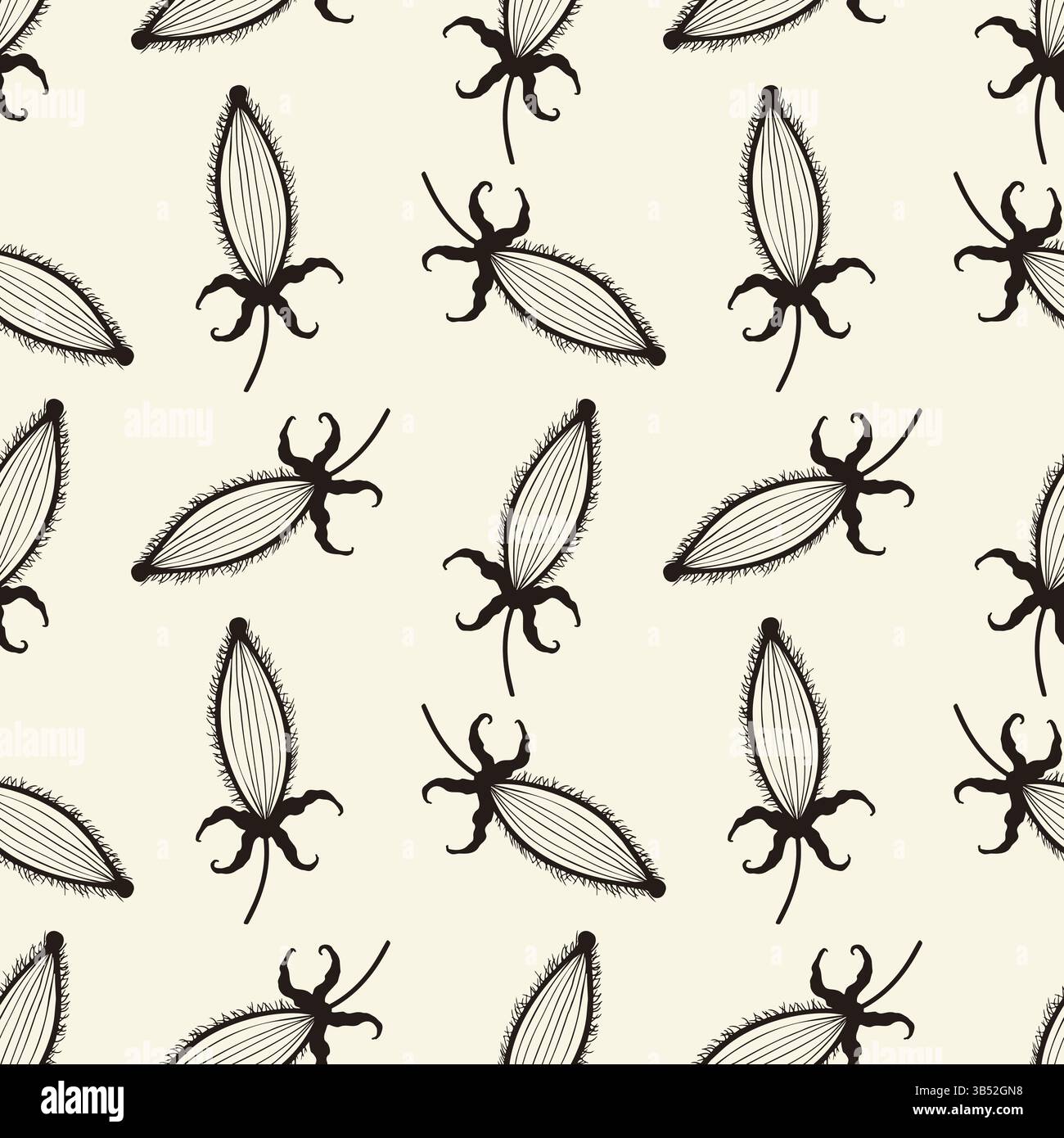 Thistle Carduus pattern, stylized doodle drawing, botanical background ...