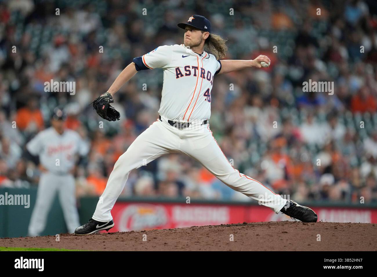 Houston Astros relief pitcher Steven Okert throws during a baseball ...