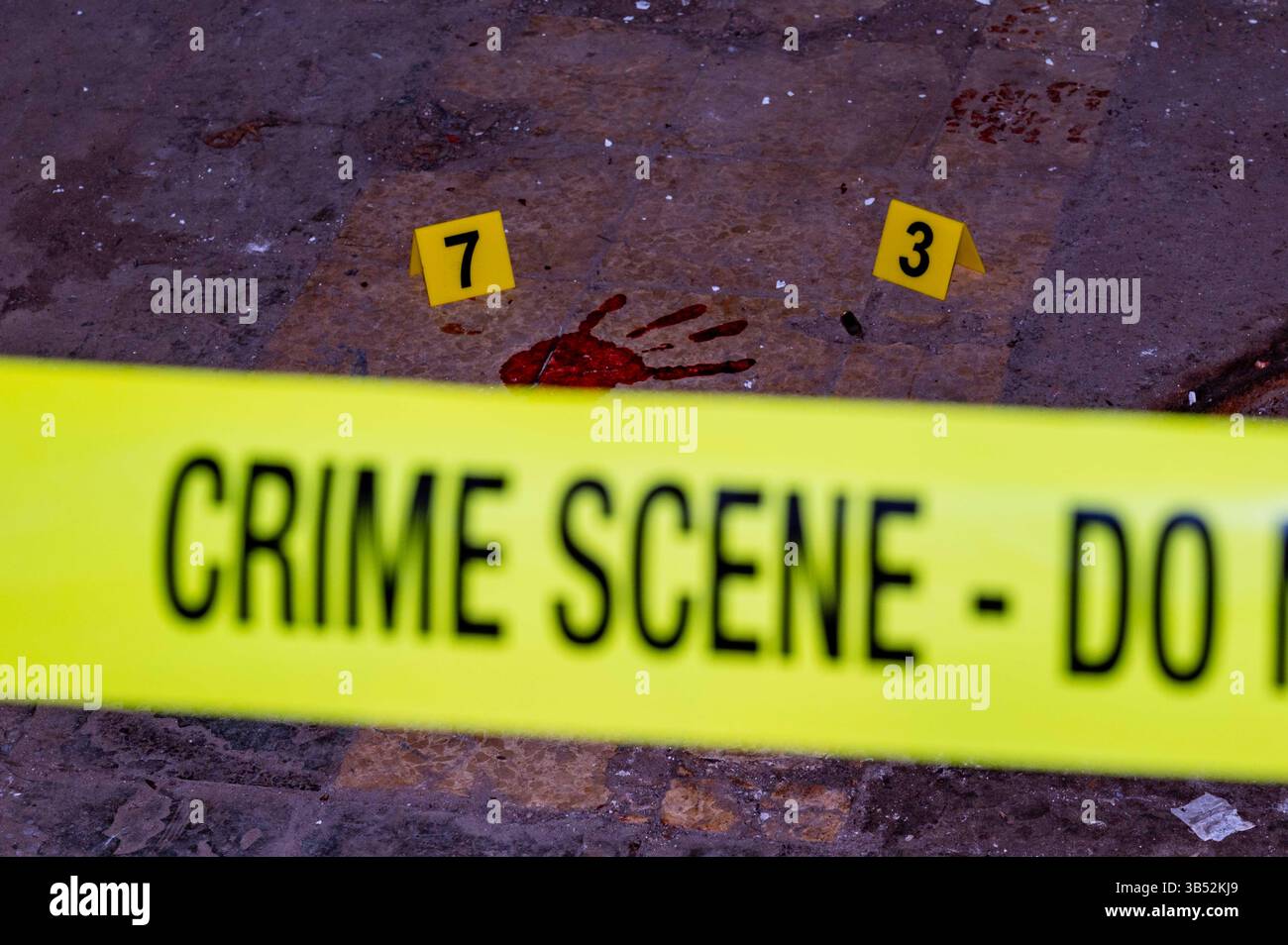 Forensic Crime Scene Investigation with Bloodstains and Numbered ...
