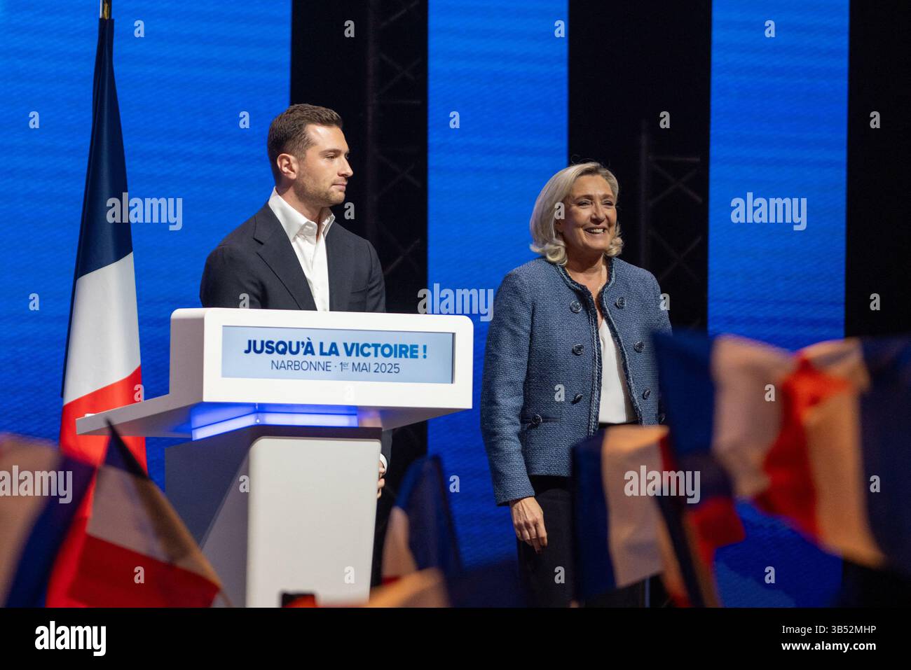 French far right Rassemblement National party president Jordan Bardella ...