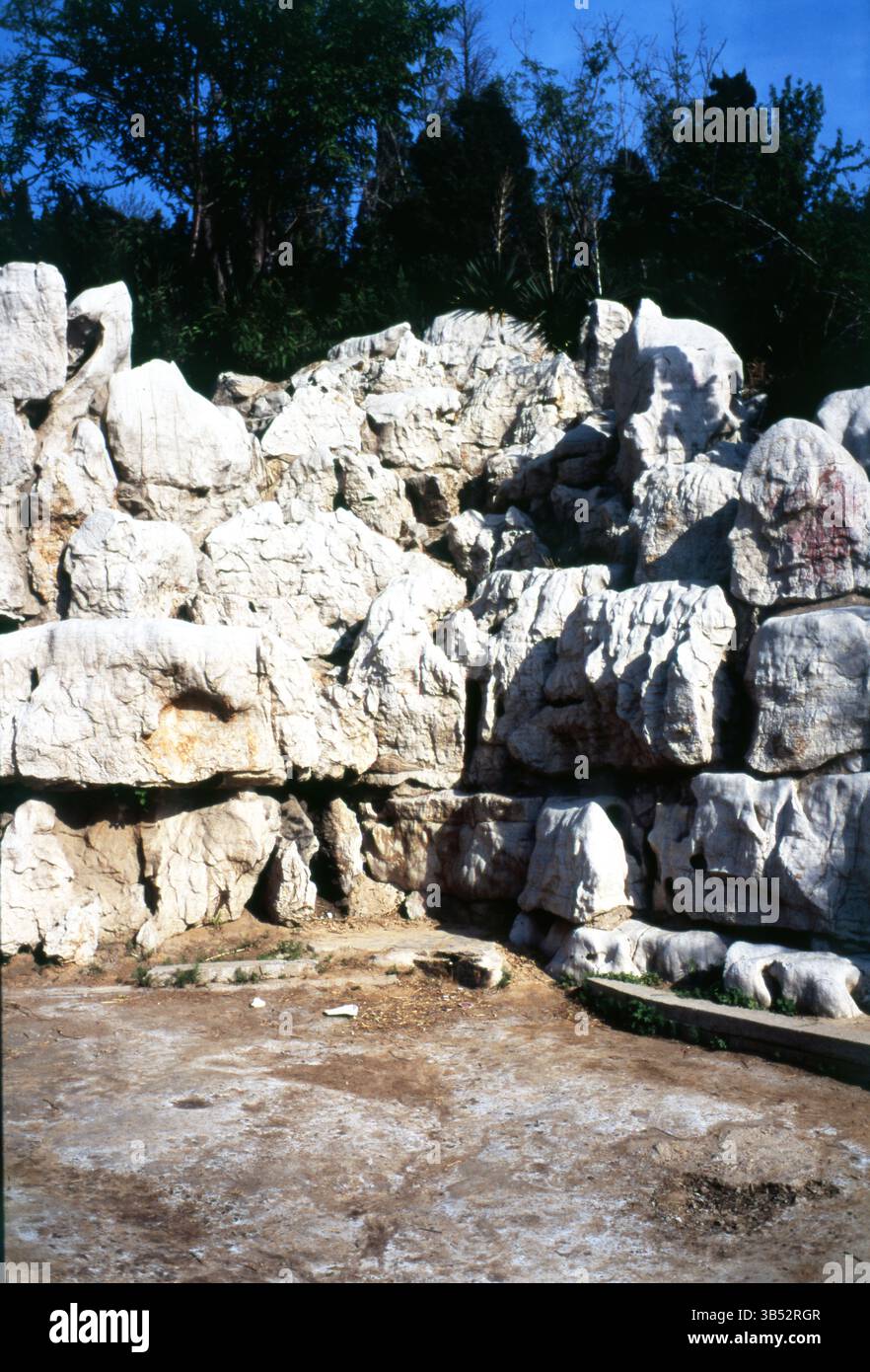 Artificial Rock Garden Hill in 1990s Chinese Residential Park ...