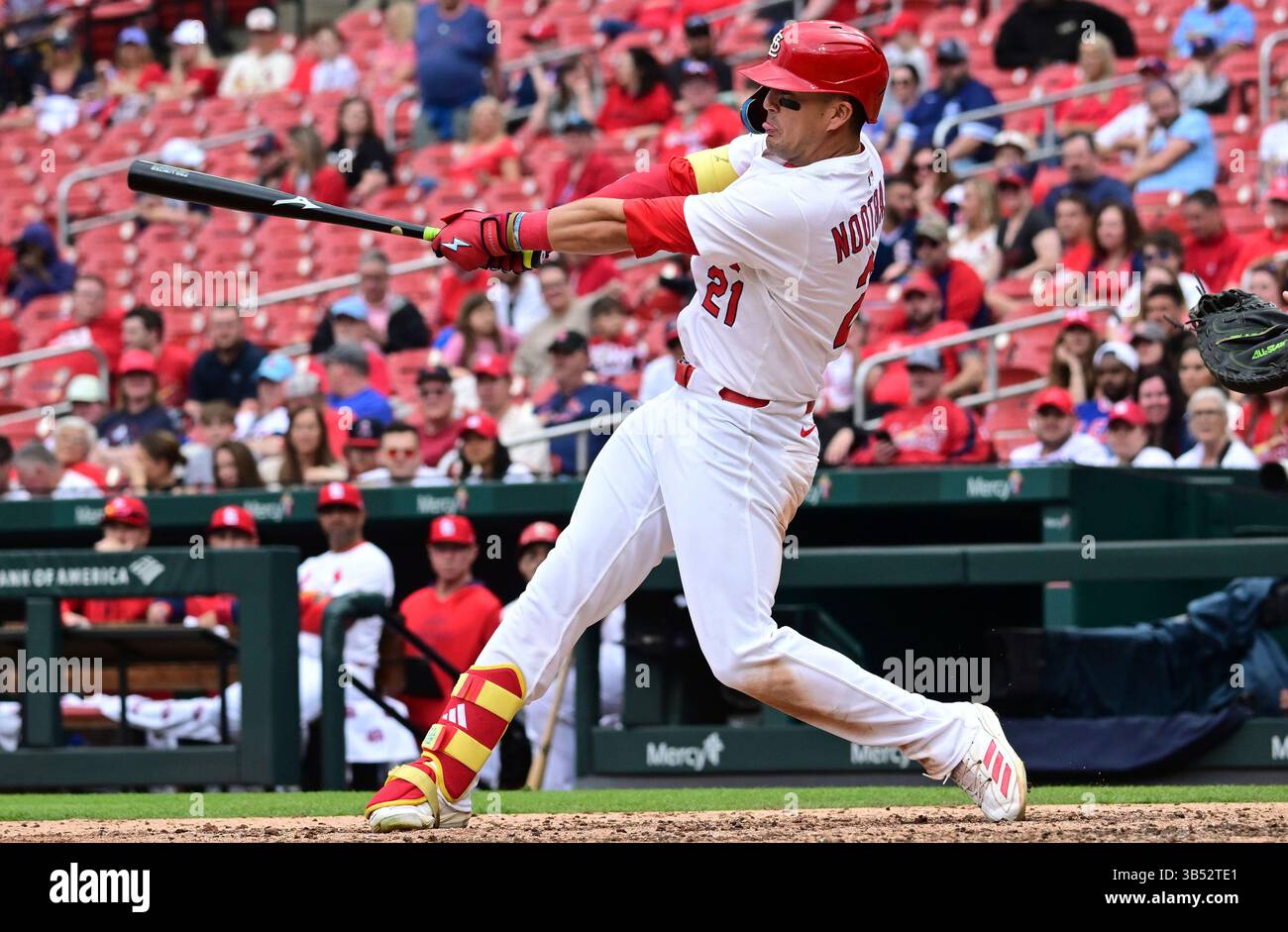 ST. LOUIS, MO -APRIL 02: St. Louis Cardinals left fielder Lars Nootbaar ...
