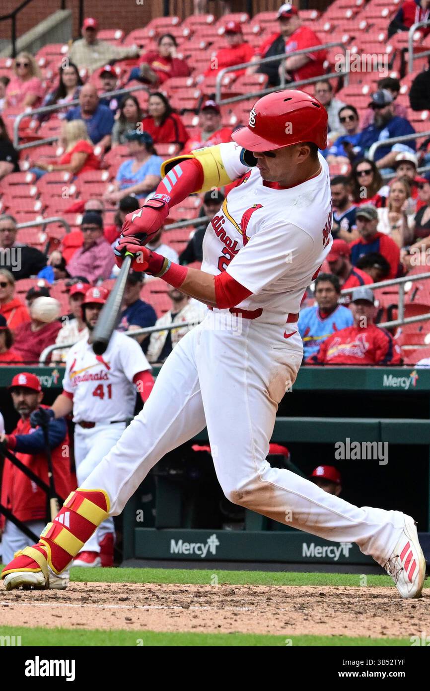 ST. LOUIS, MO -APRIL 02: St. Louis Cardinals left fielder Lars Nootbaar ...