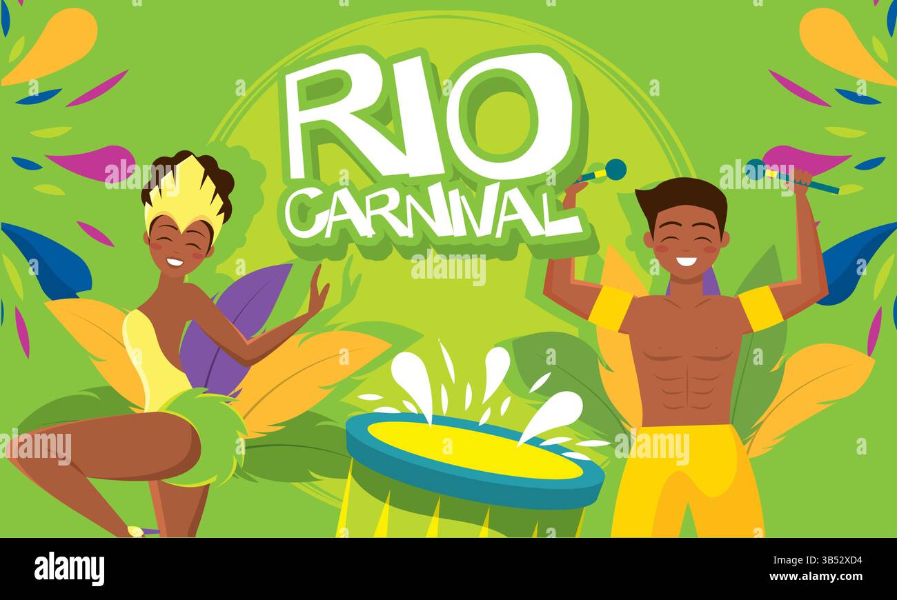 Rio carnival drum dance. Vector illustration Stock Vector Image & Art ...