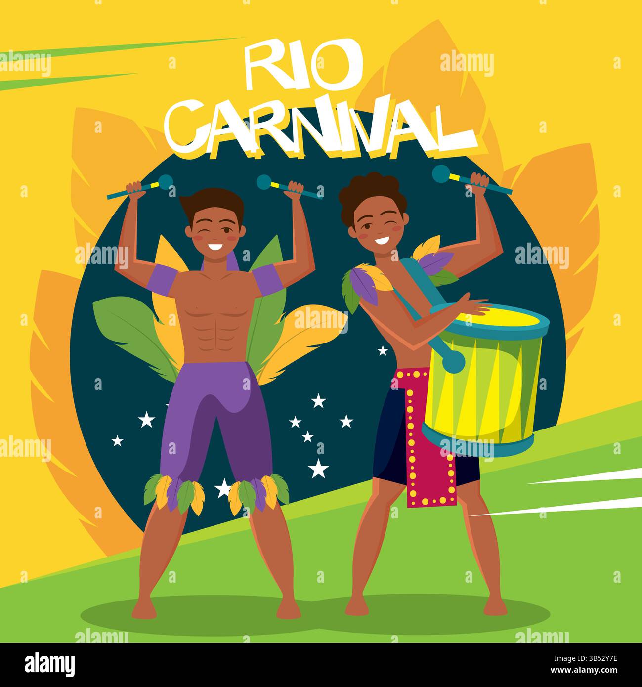 Rio carnival dancers men. Vector illustration Stock Vector Image & Art ...