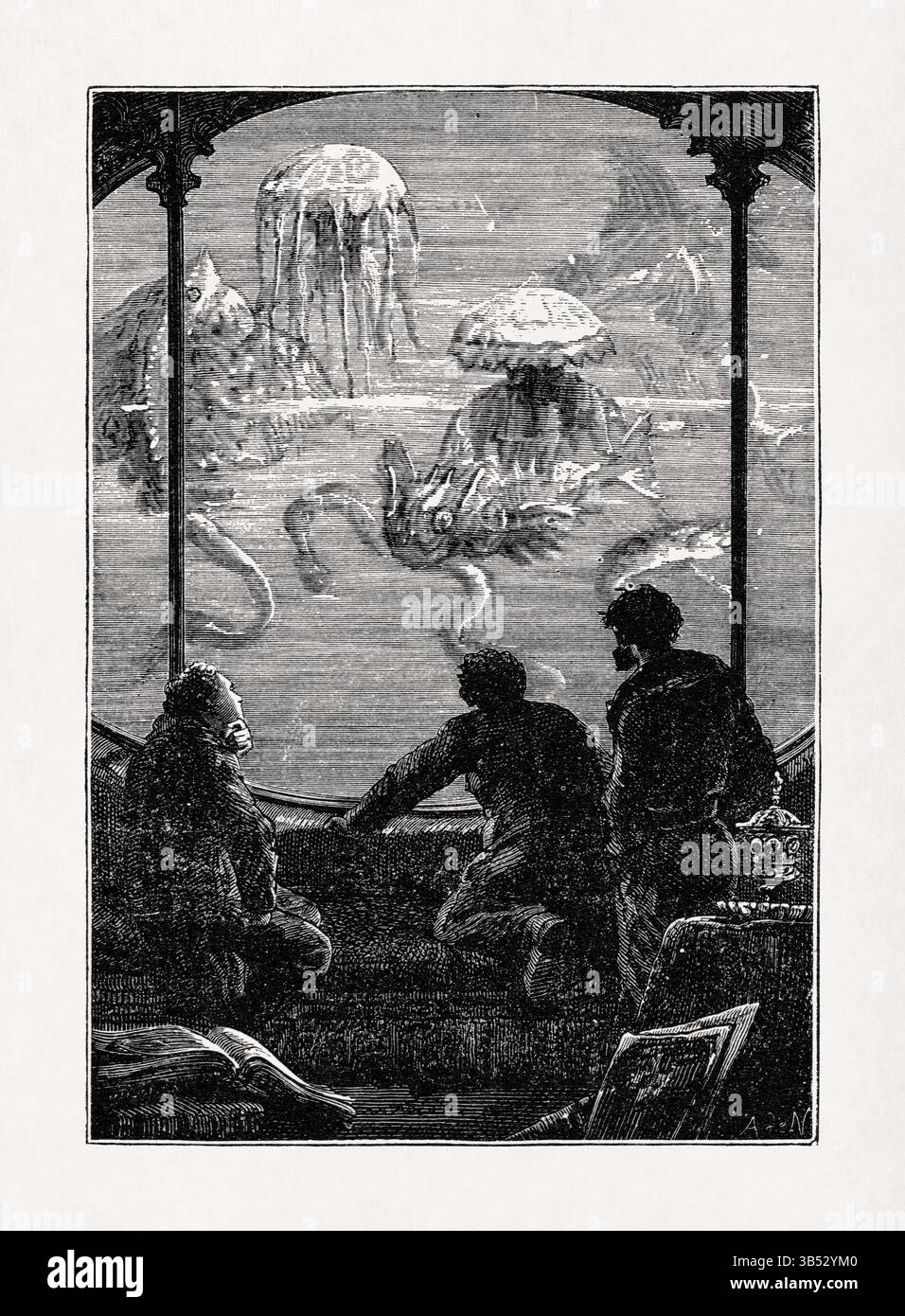 Illustration by Alphonse de Neuville depicting Professor Aronnax ...
