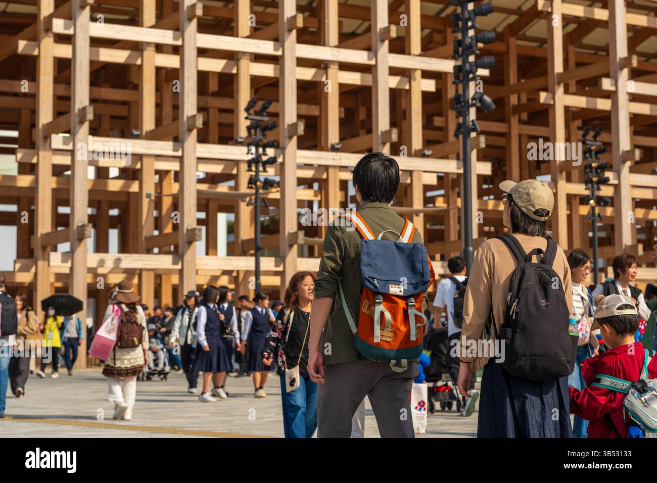 Osaka, Japan - April 30 2025 : The iconic Grand Ring, crafted from wood ...