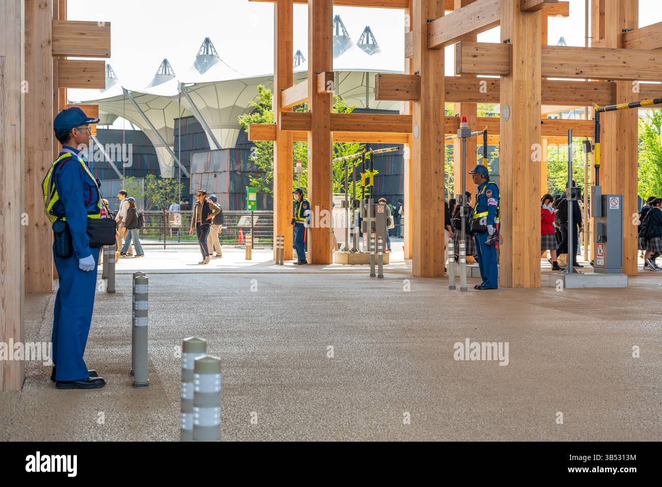 Osaka, Japan - April 30 2025 : Safety measures including a crossing ...