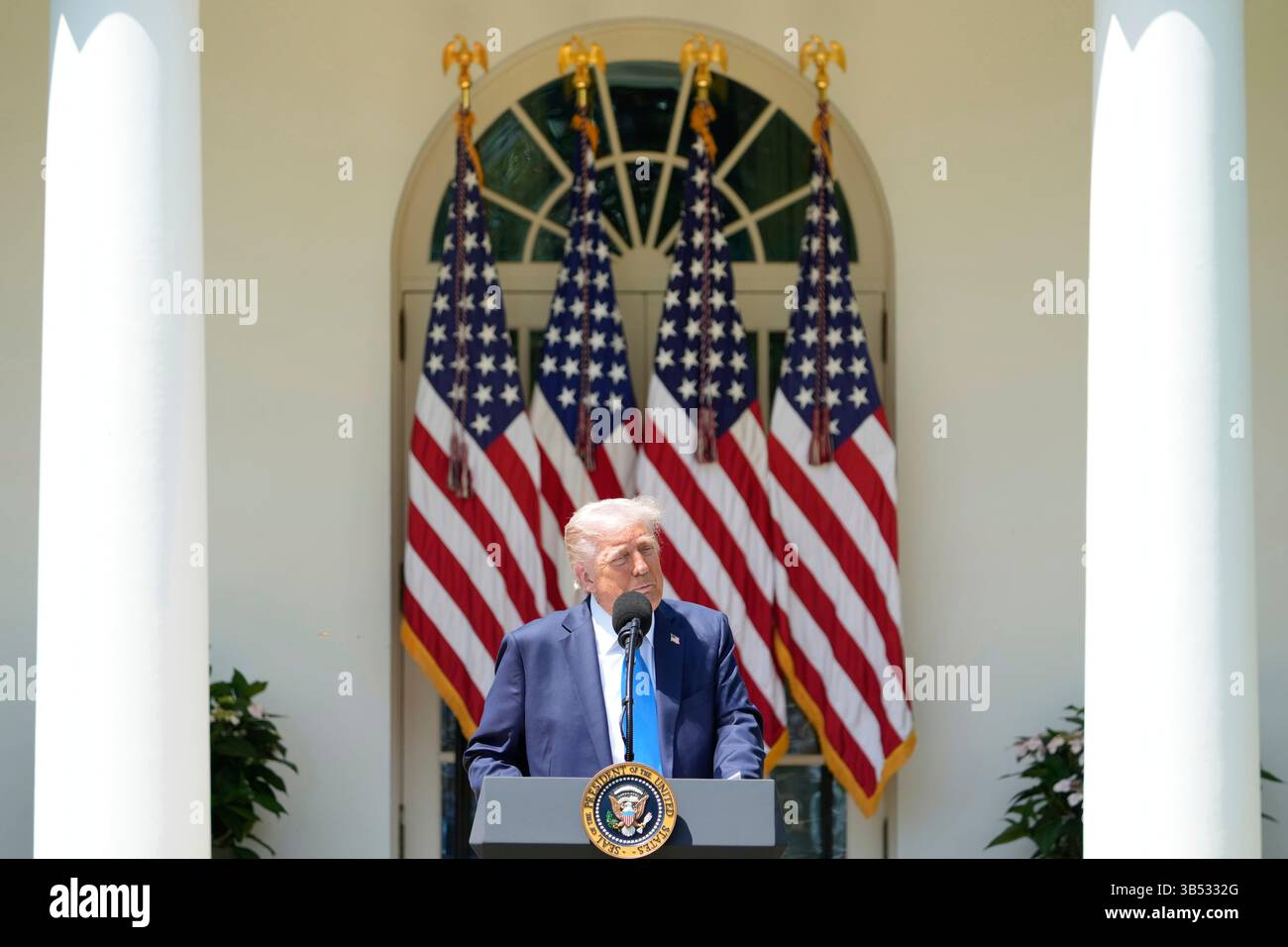 President Donald Trump speaks during a National Day of Prayer event in ...