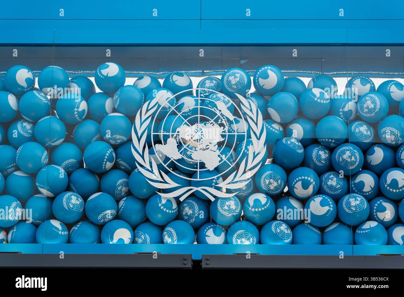 Osaka, Japan - April 30 2025 : The United Nations (UN) Pavilion themed ...