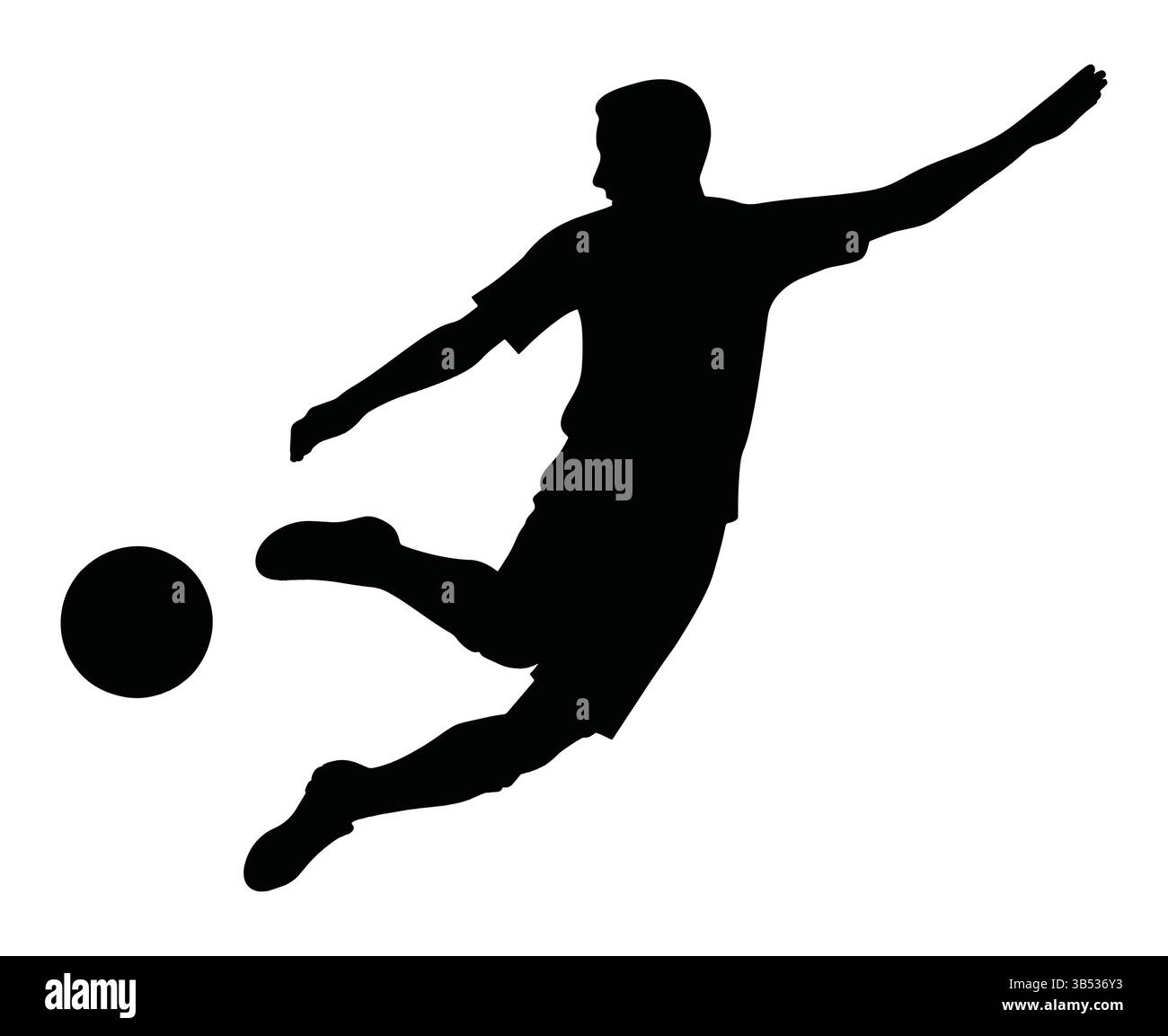 Soccer Player Silhouette Kicking Ball – Dynamic Football Action Pose ...