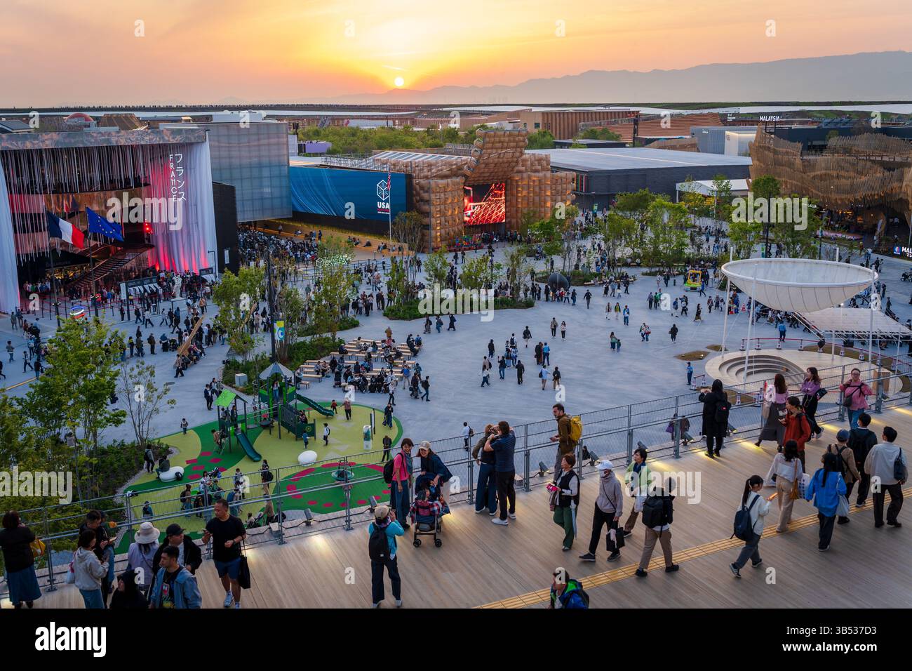 Osaka, Japan - April 30 2025 : Visitors on the Grand Ring walkway ...