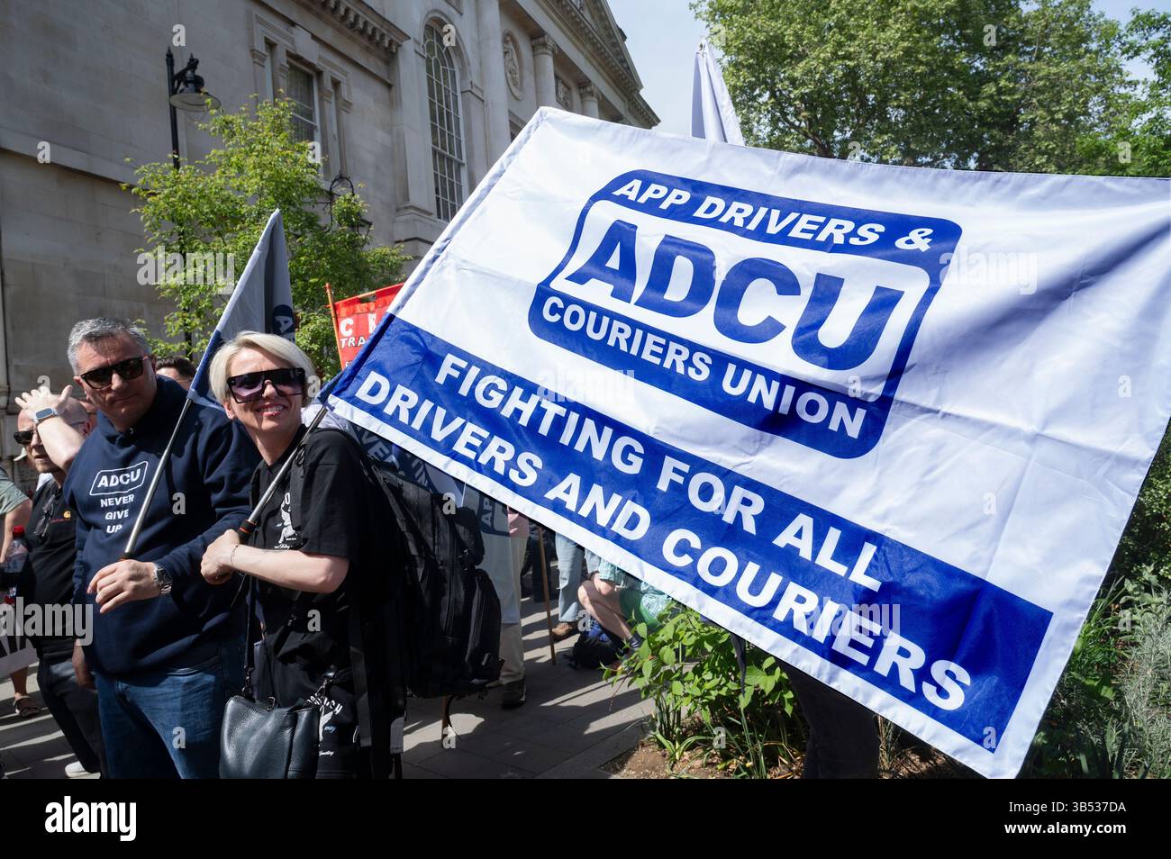 May 1st 2025 Celebrating May Day., Clerkenwell Green, London. Members of ADCU app drivers and ...