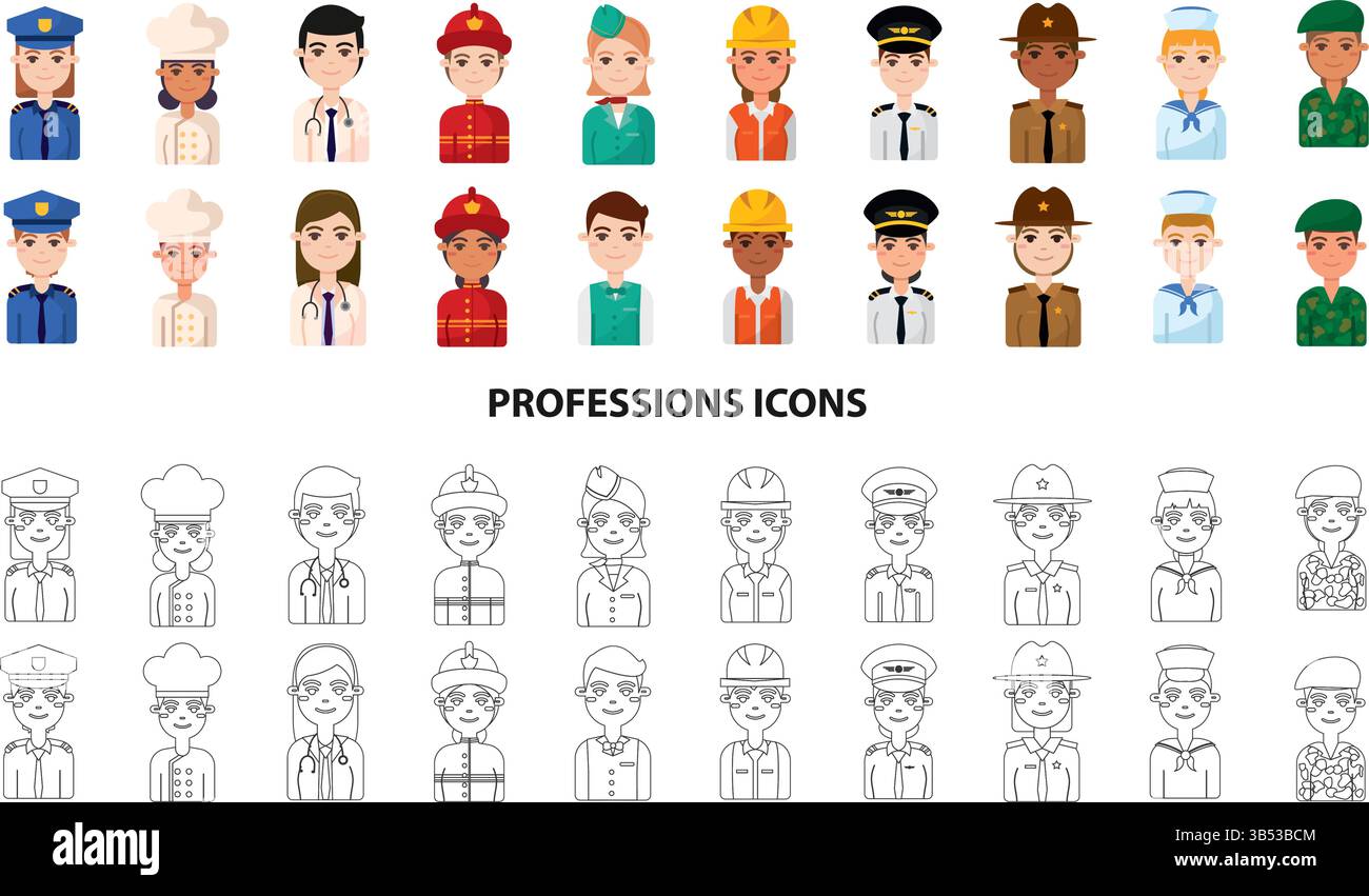 Cartoon professions set. Vector illustration Stock Vector Image & Art ...