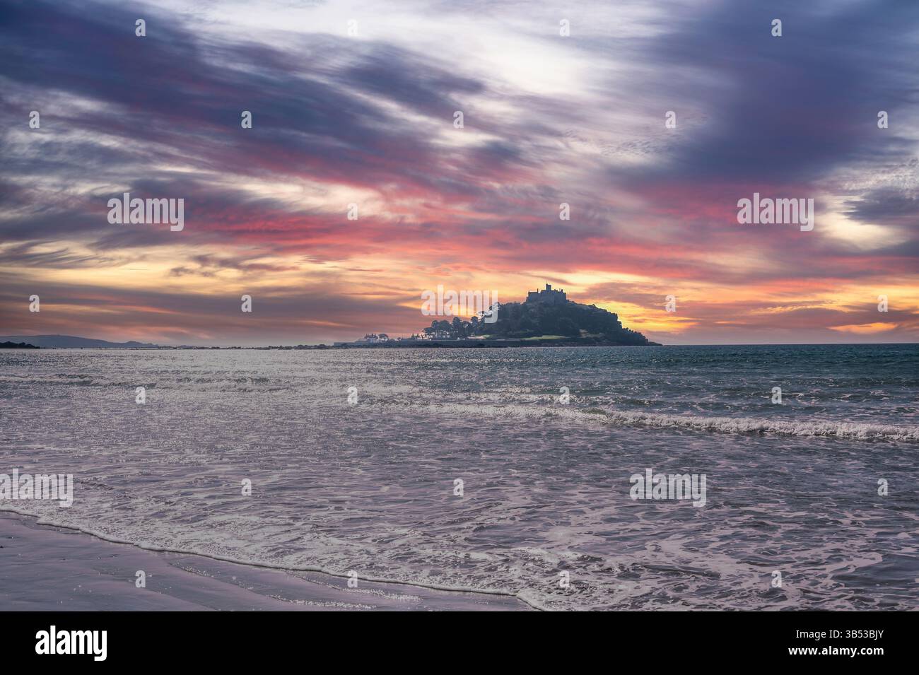 The image at sunset is of the famous St Michael's Mount castle and ...