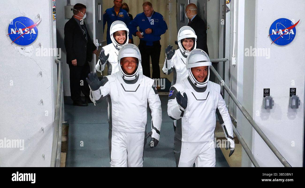 April 27, 2022, Kennedy Space Center, FL, USA: The astronauts of the ...