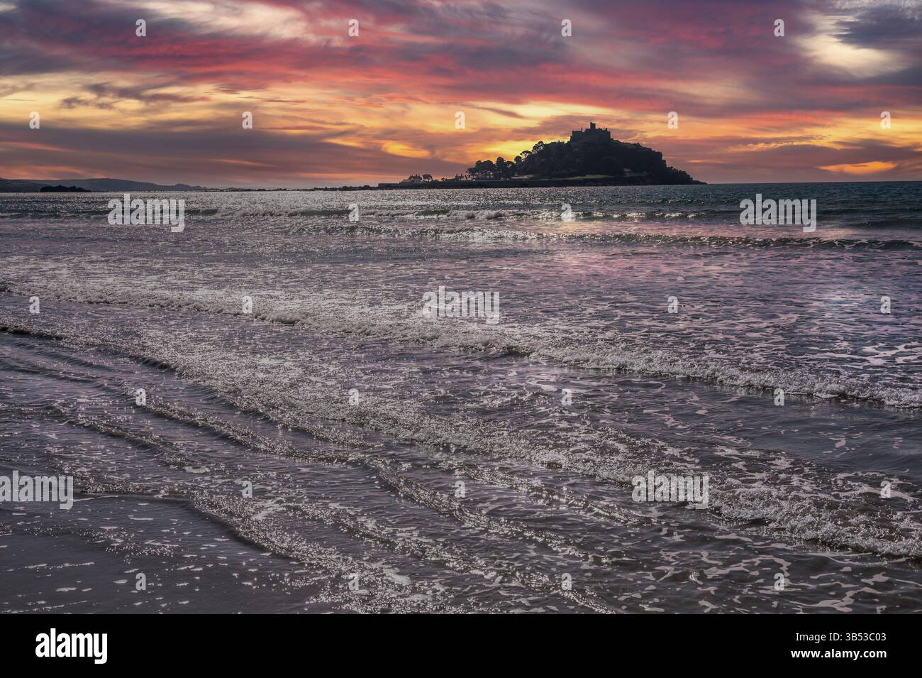 The image at sunset is of the famous St Michael's Mount castle and ...