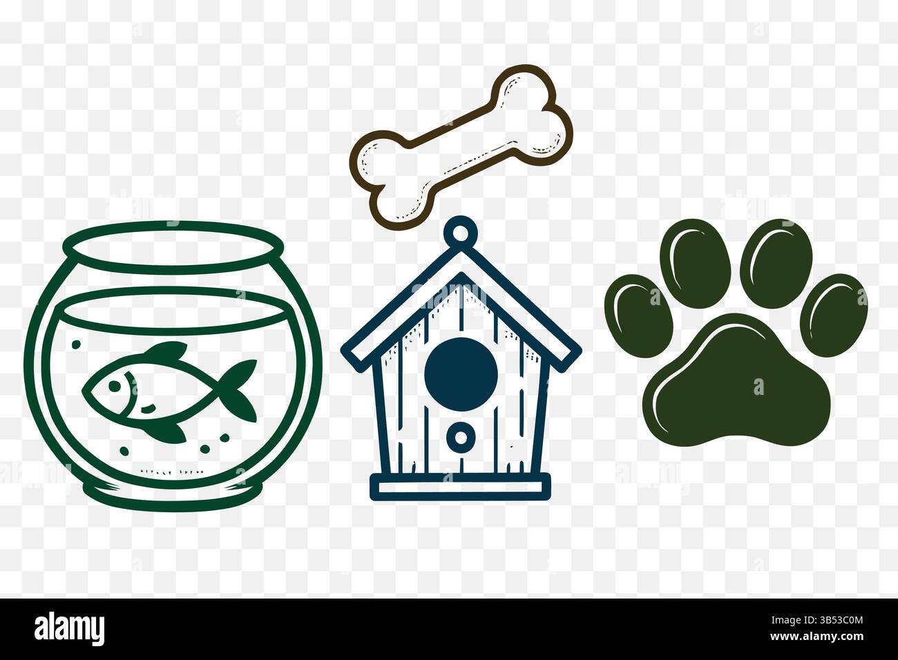 Minimalist Pet Care Essentials Icon Set – Cat Paw Print, Dog Bone ...