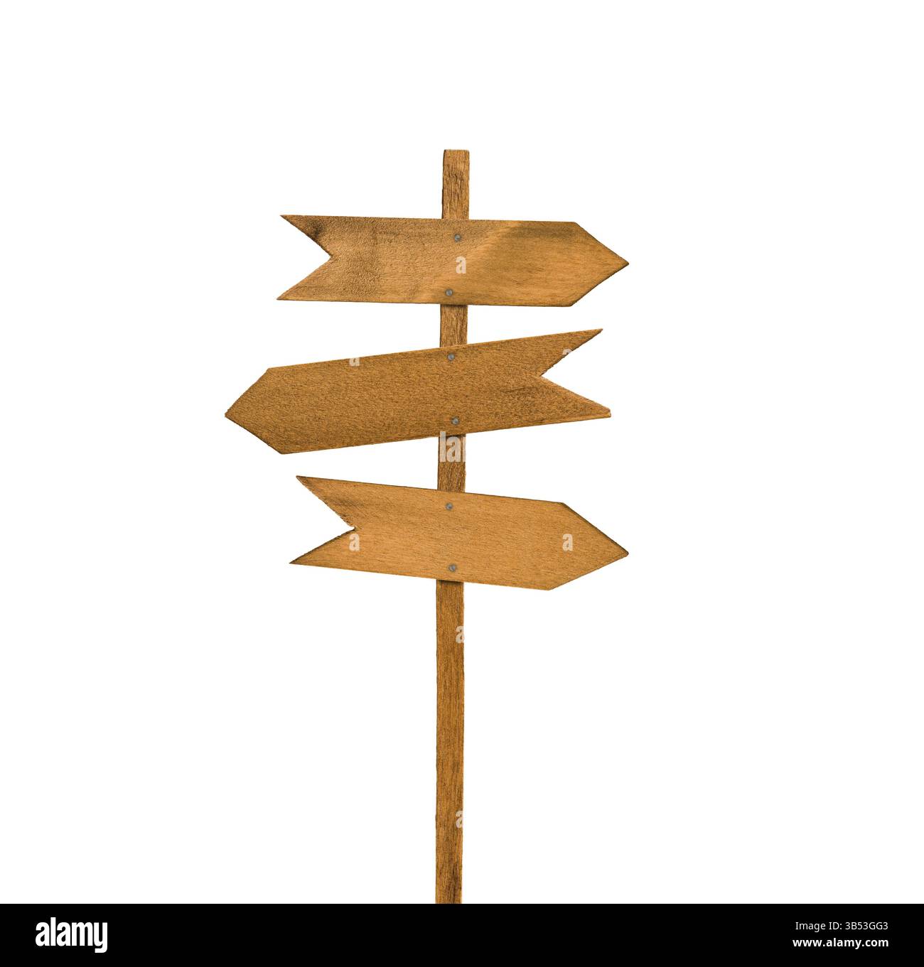 Set of wooden directional signposts isolated on white background with ...