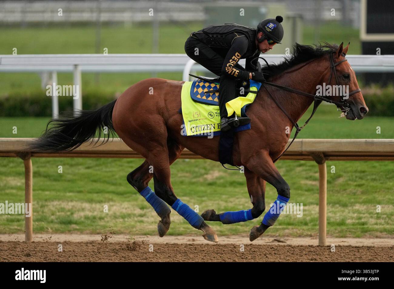 Kentucky Derby entrant Citizen Bull works out at Churchill Downs Thursday, May 1, 2025, in ...