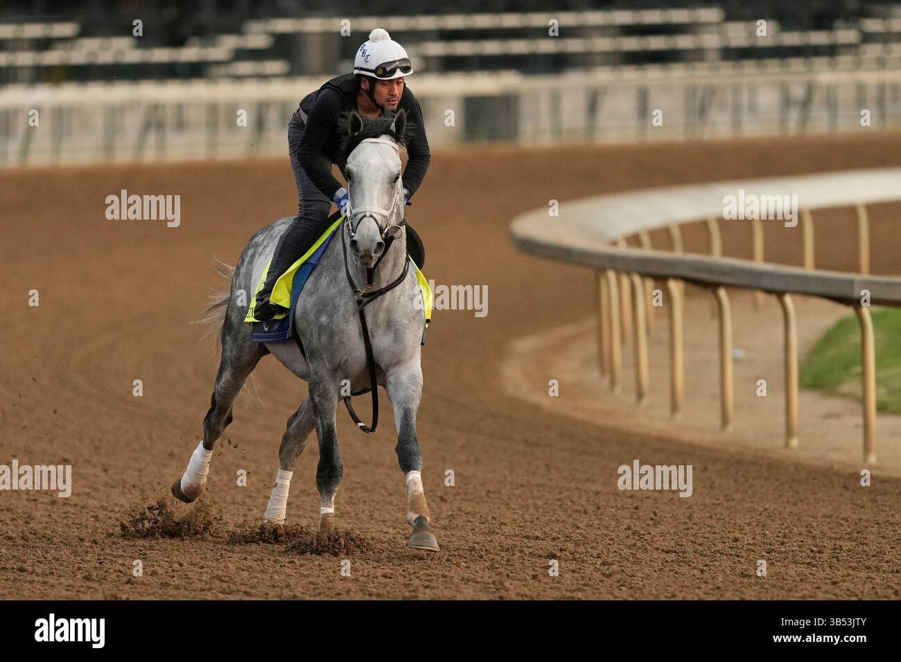 Kentucky Derby entrant Final Gambit works out at Churchill Downs Thursday, May 1, 2025, in ...