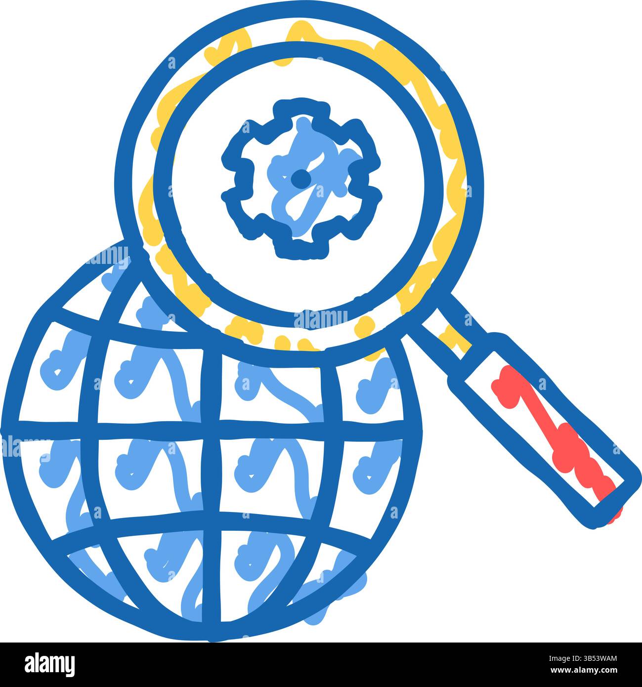 earth gear research icon doodle illustration Stock Vector Image & Art ...