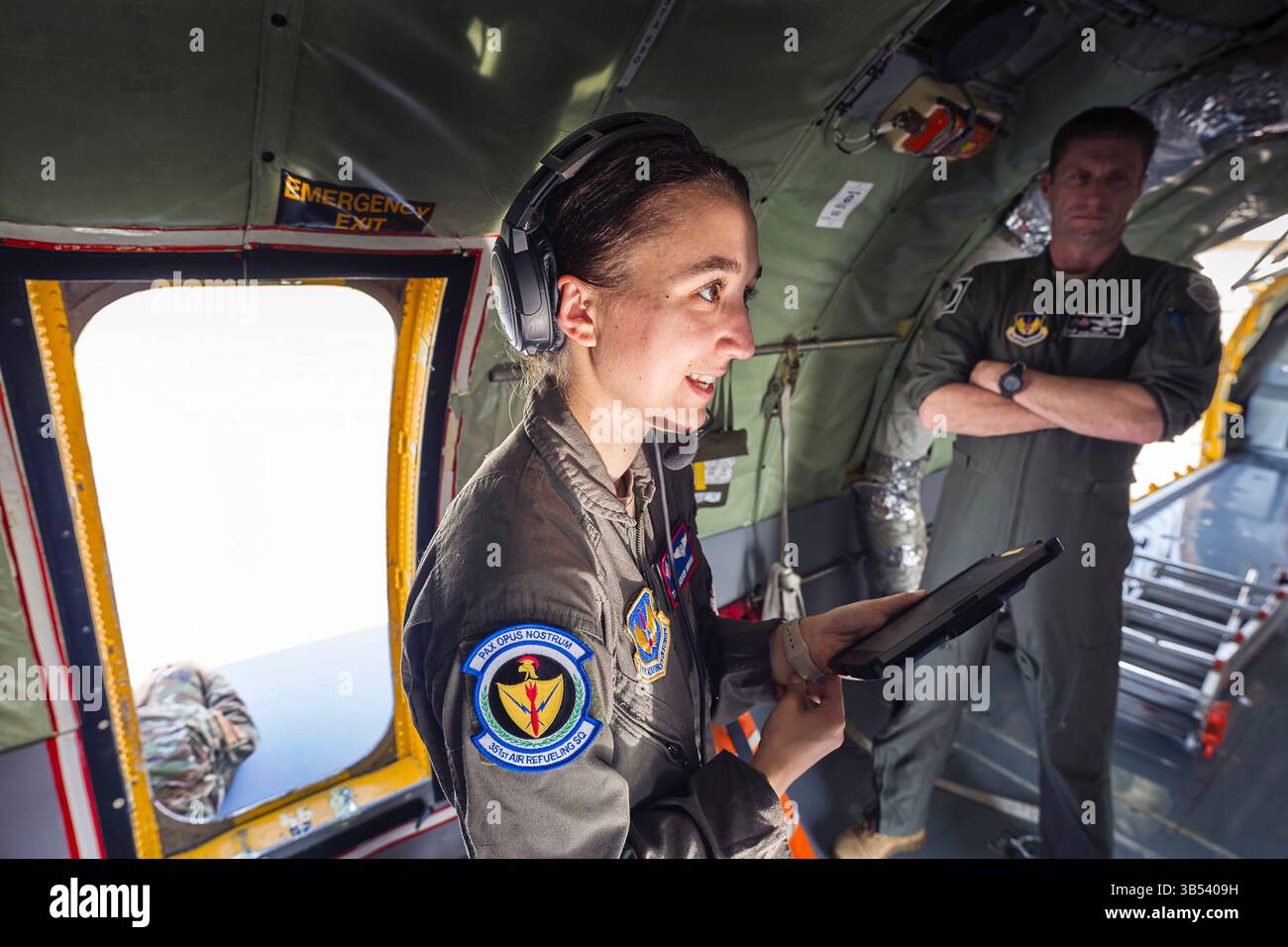 Technical Sergeant Madison Sibinski gives the safety instructions, in ...