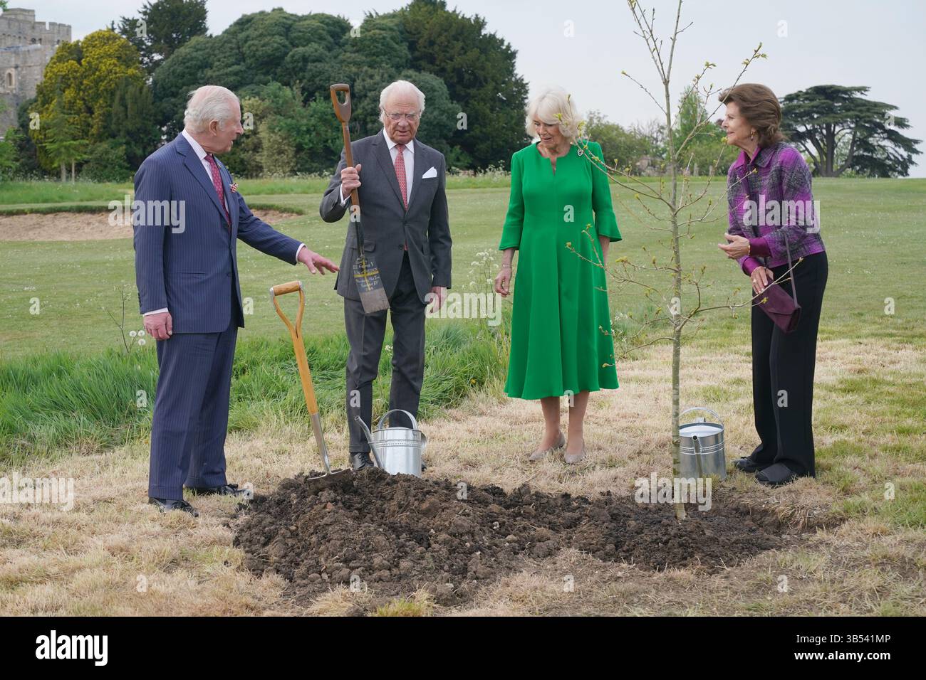 King Charles III and Queen Camilla are joined by King Carl XVI Gustaf ...