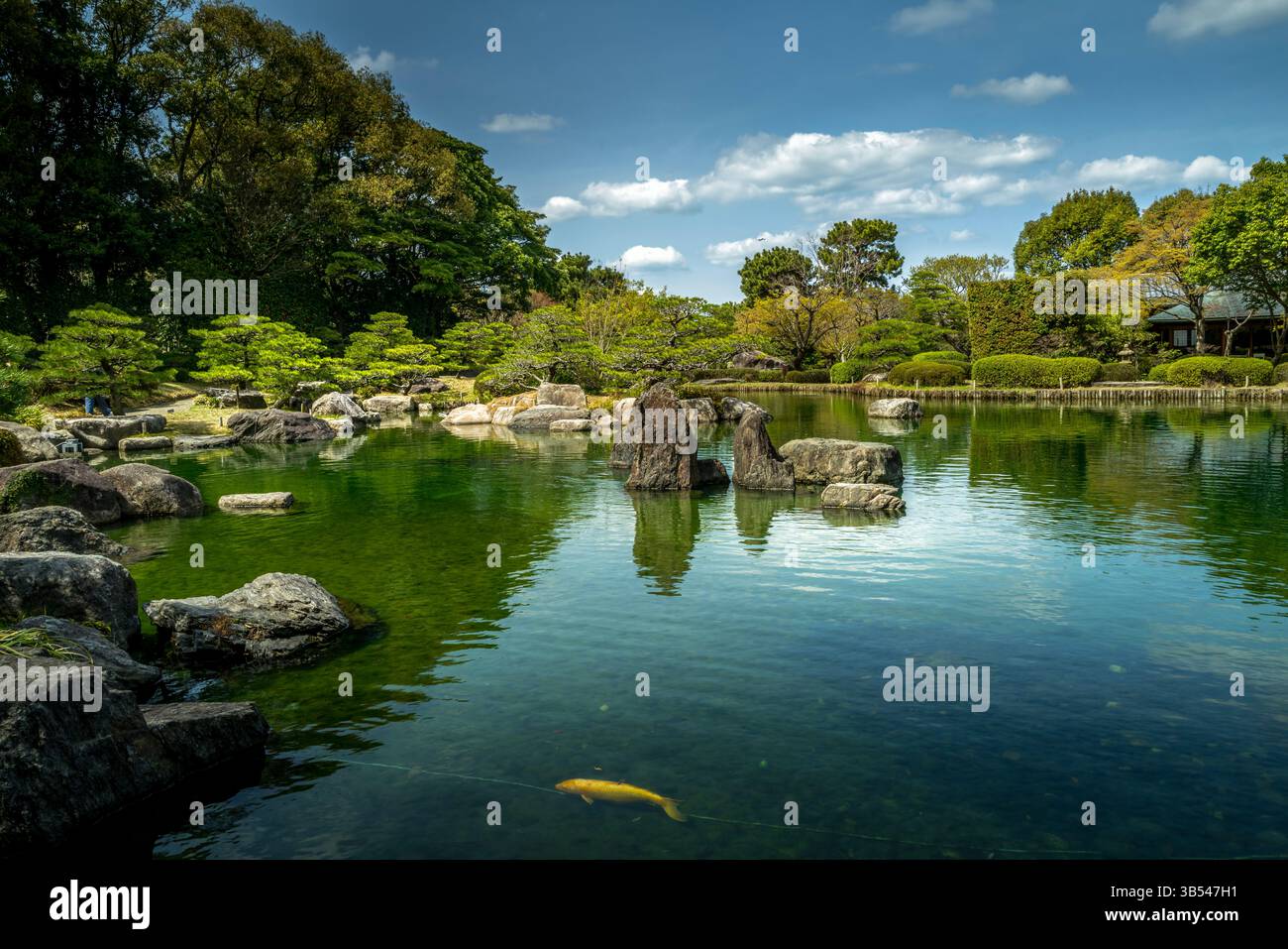 Traditional Japanese garden of Ohori Park in the city of Fukuoka Japan Stock Photo - Alamy
