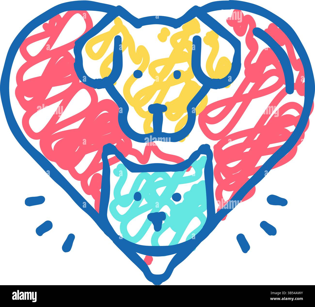 dog and cat heart icon doodle illustration Stock Vector Image & Art - Alamy