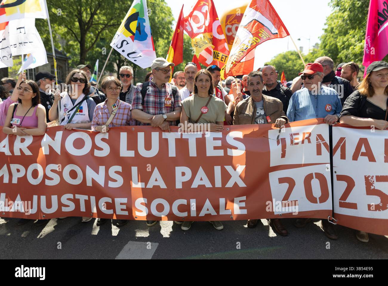 Paris, France. 01st May, 2025. CGT general secretary Sophie Binet ...