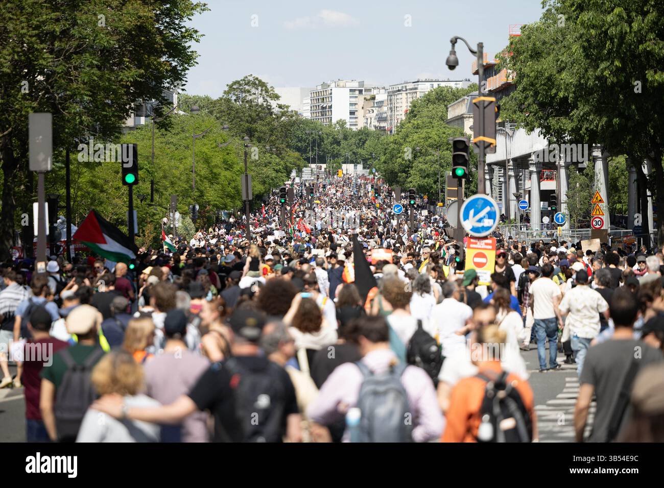 General view of protestors during May Day (Labour Day) protest, marking ...