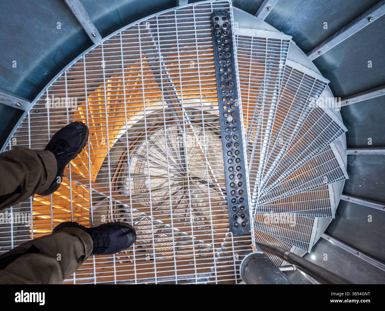 Spiral metal staircase in a small tower Stock Photo - Alamy