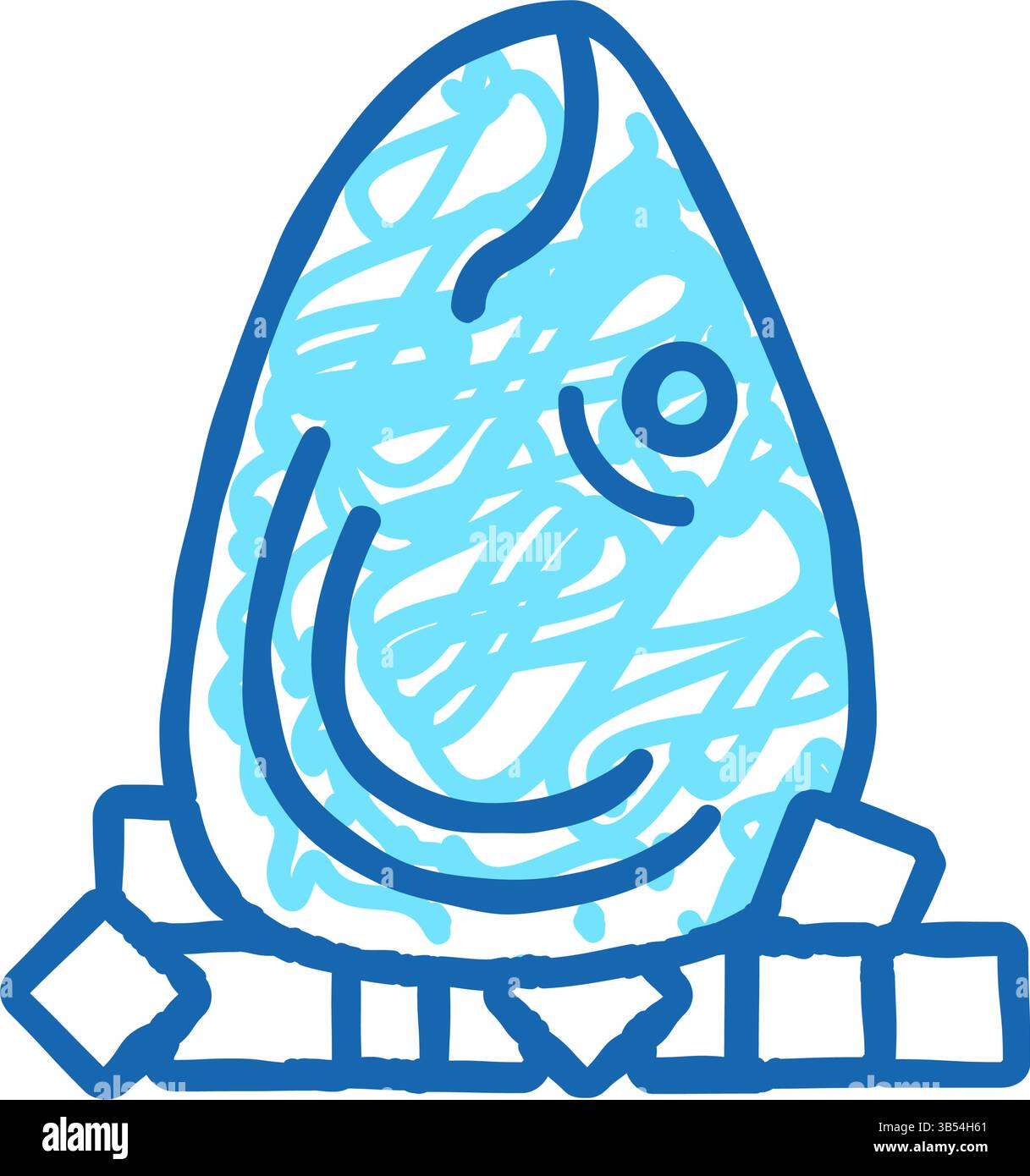 tuna fish head with ice cubes icon doodle illustration Stock Vector ...