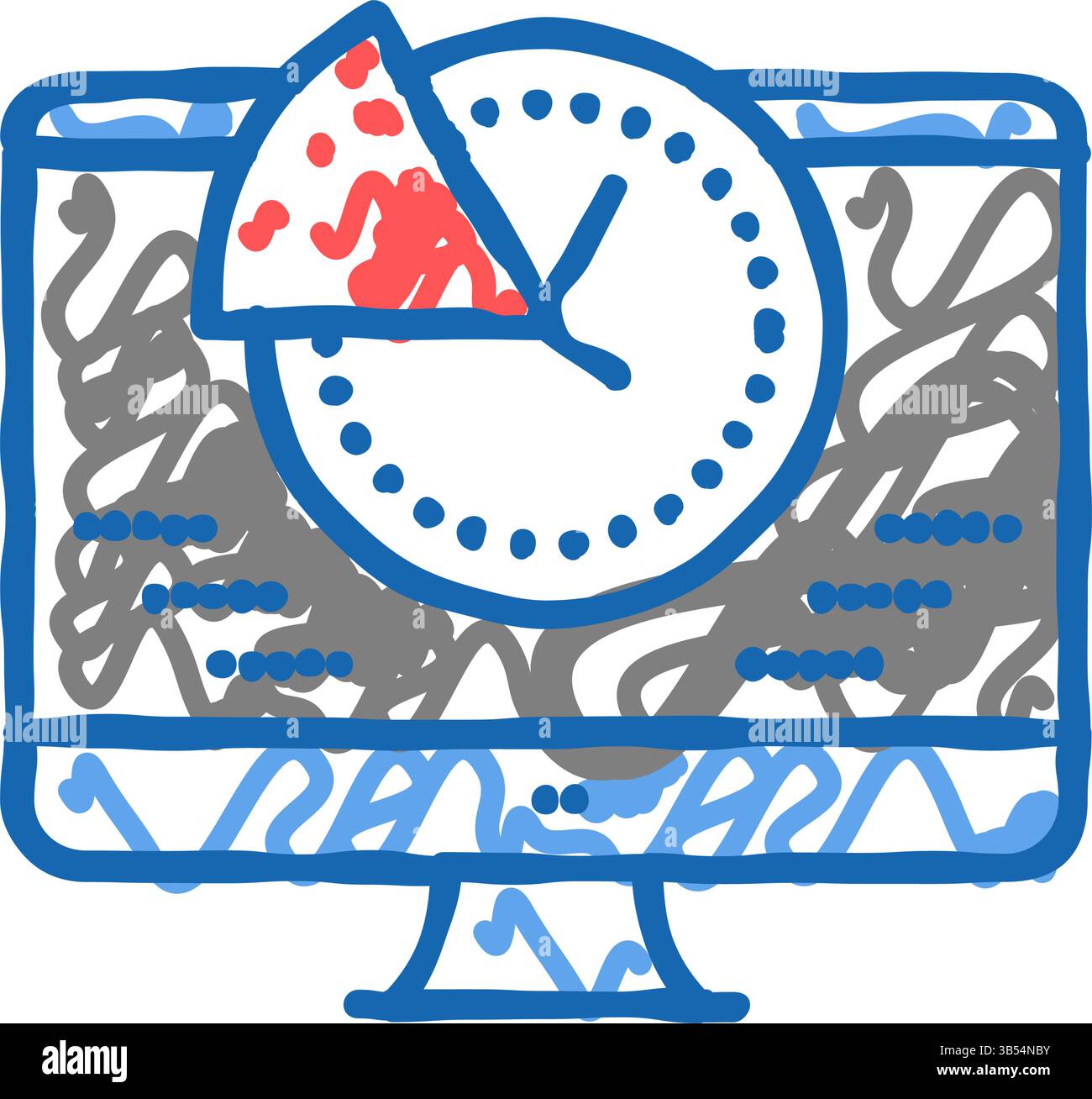 time for working on computer icon doodle illustration Stock Vector ...