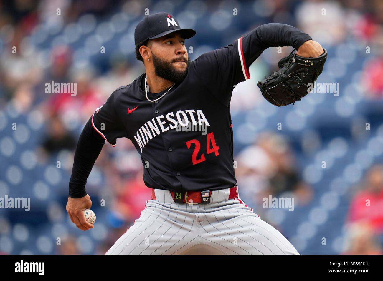 Minnesota Twins' Simeon Woods Richardson (24) pitches in the first ...