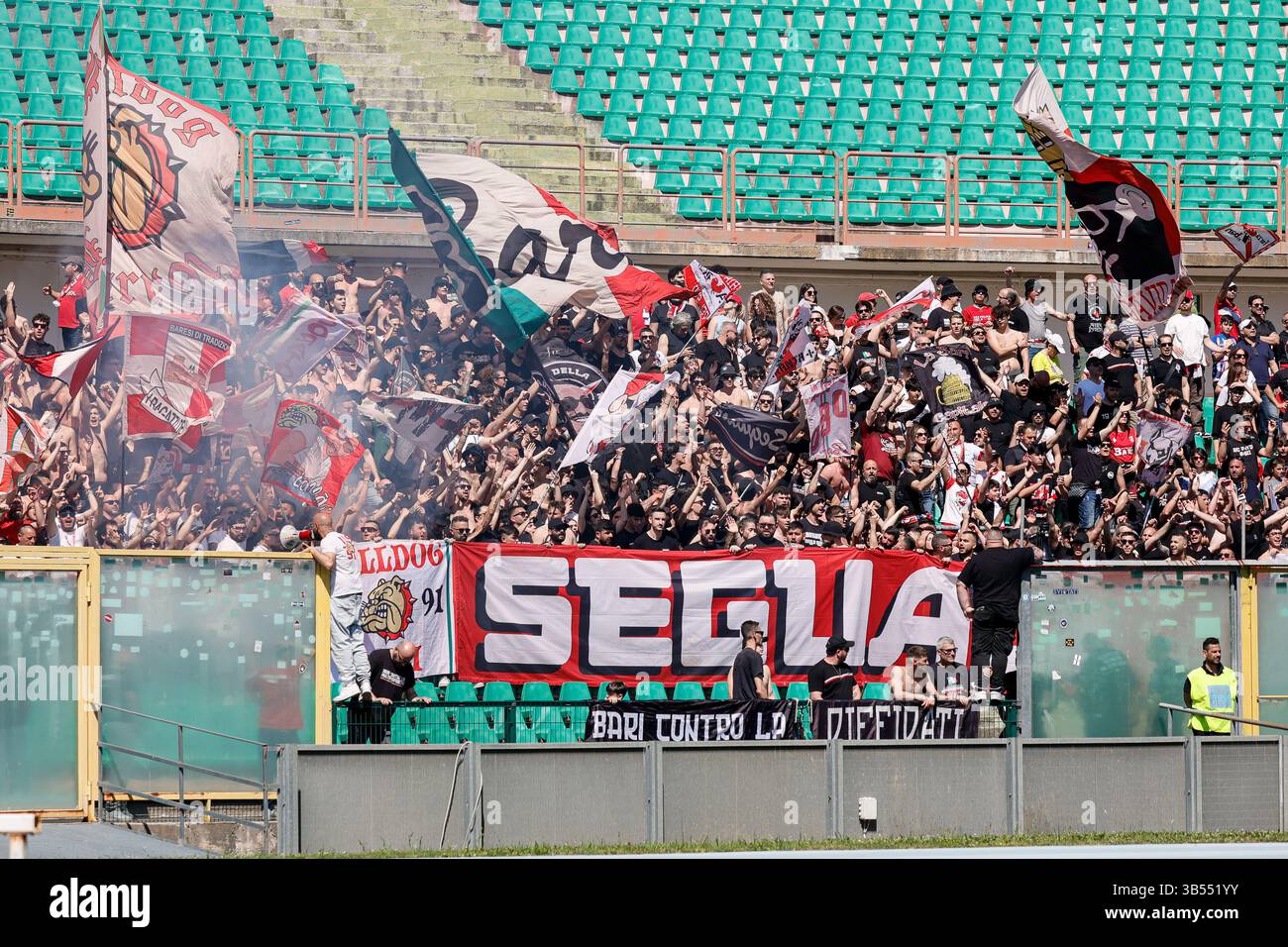 Cosenza, Italy. 1st May, 2025. San Vito-Marulla Stadium: Fans of Bari ...