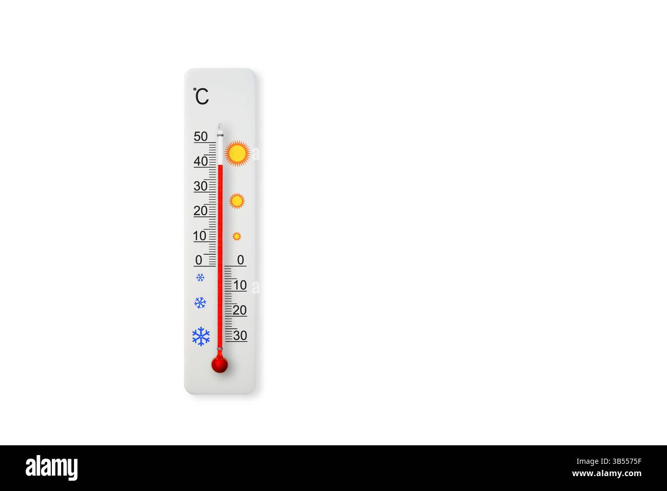 White celsius scale thermometer isolated on white background. Ambient ...