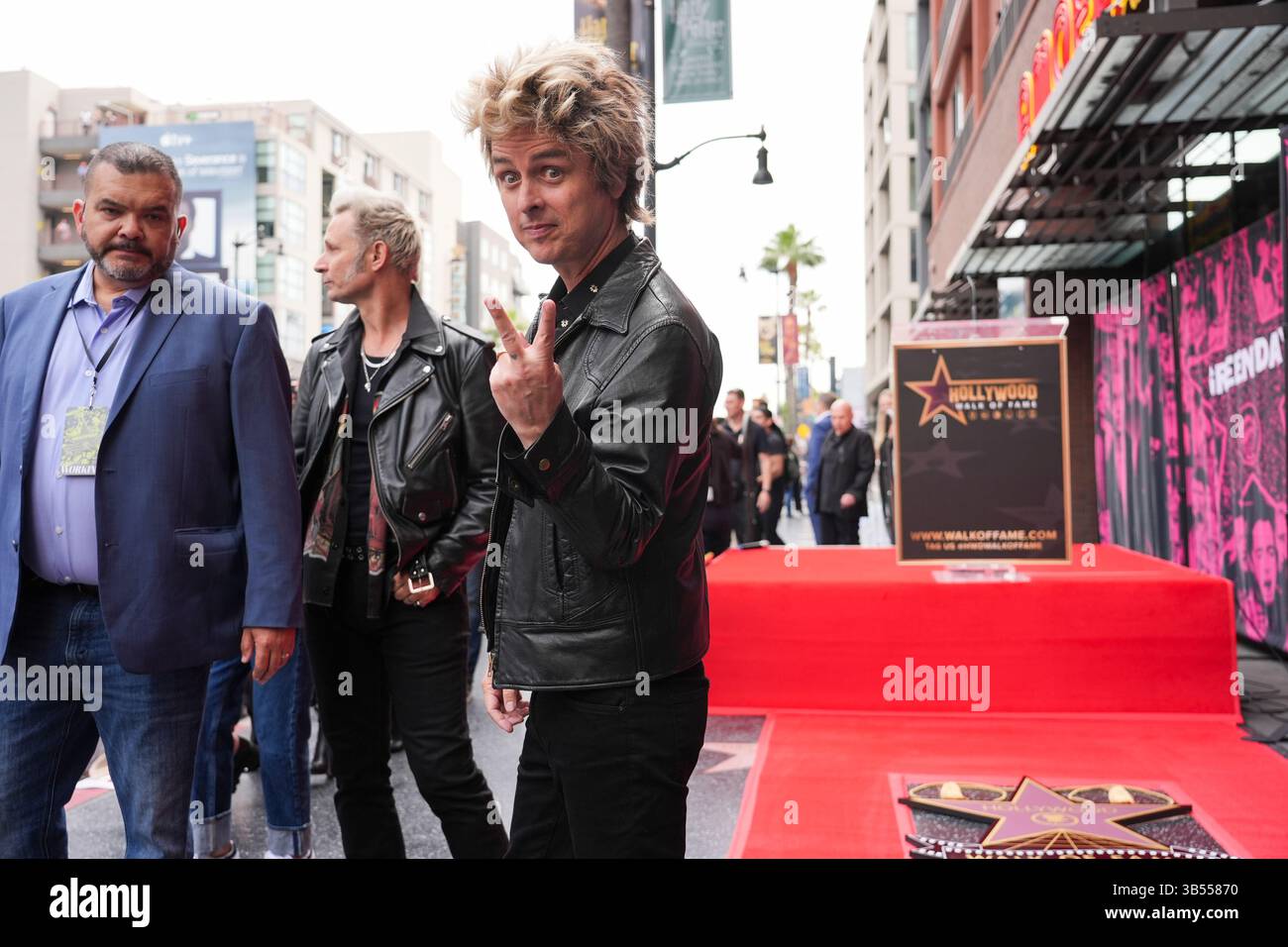 Mike Dirnt, left, and Billie Joe Armstrong of Green Day arrive at a ...